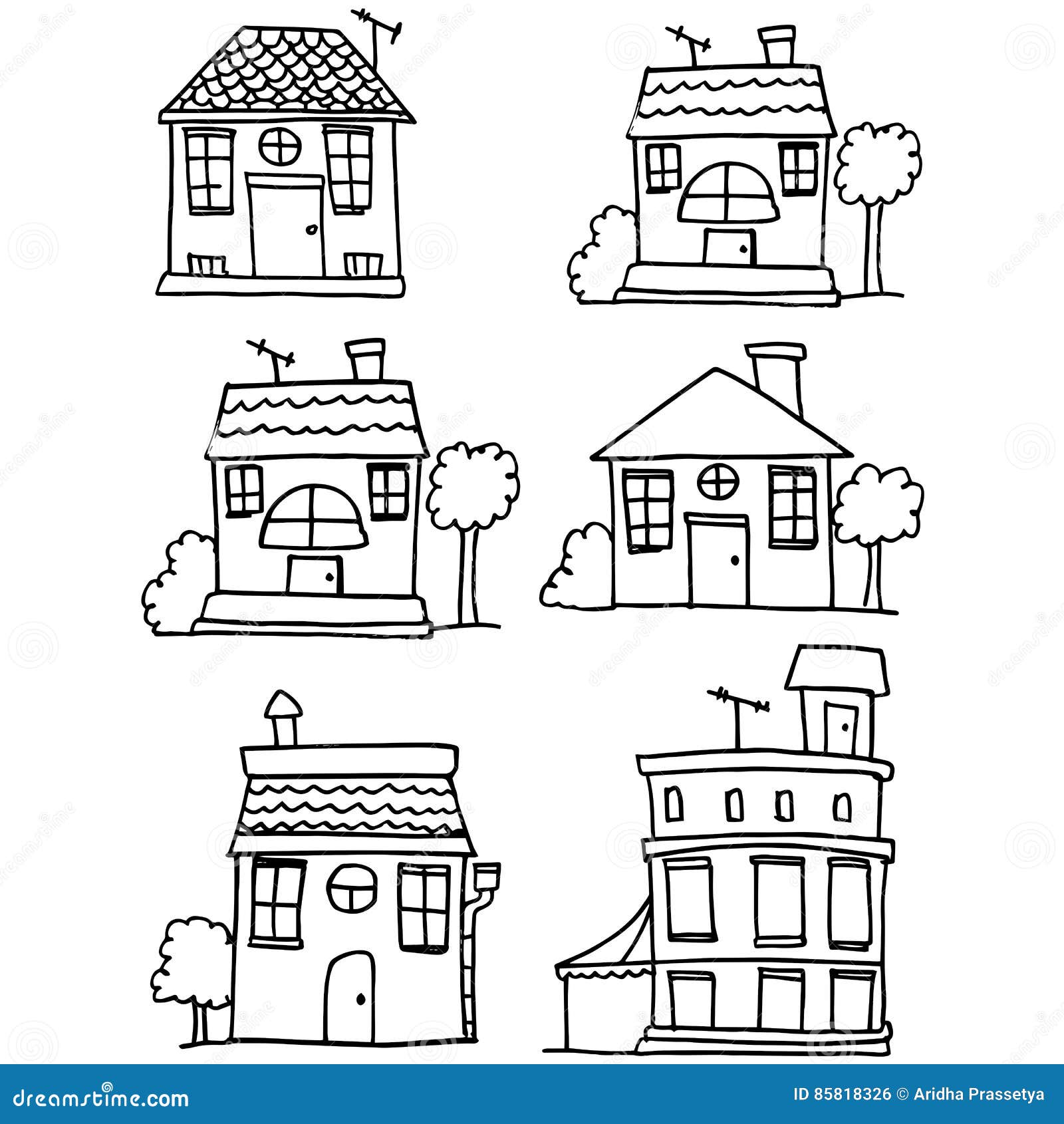 Doodle of house set style stock vector. Illustration of house - 85818326