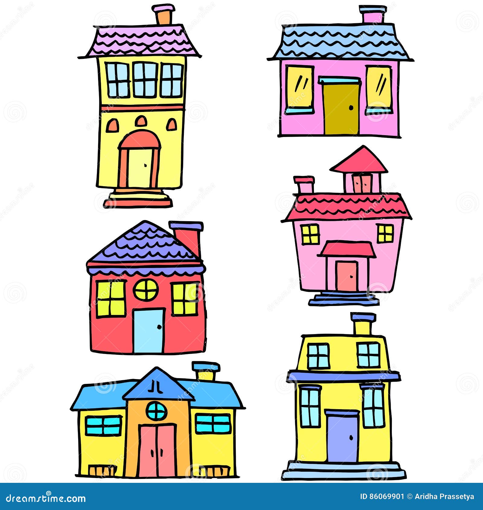 Doodle of House Set Various Stock Vector - Illustration of architecture ...