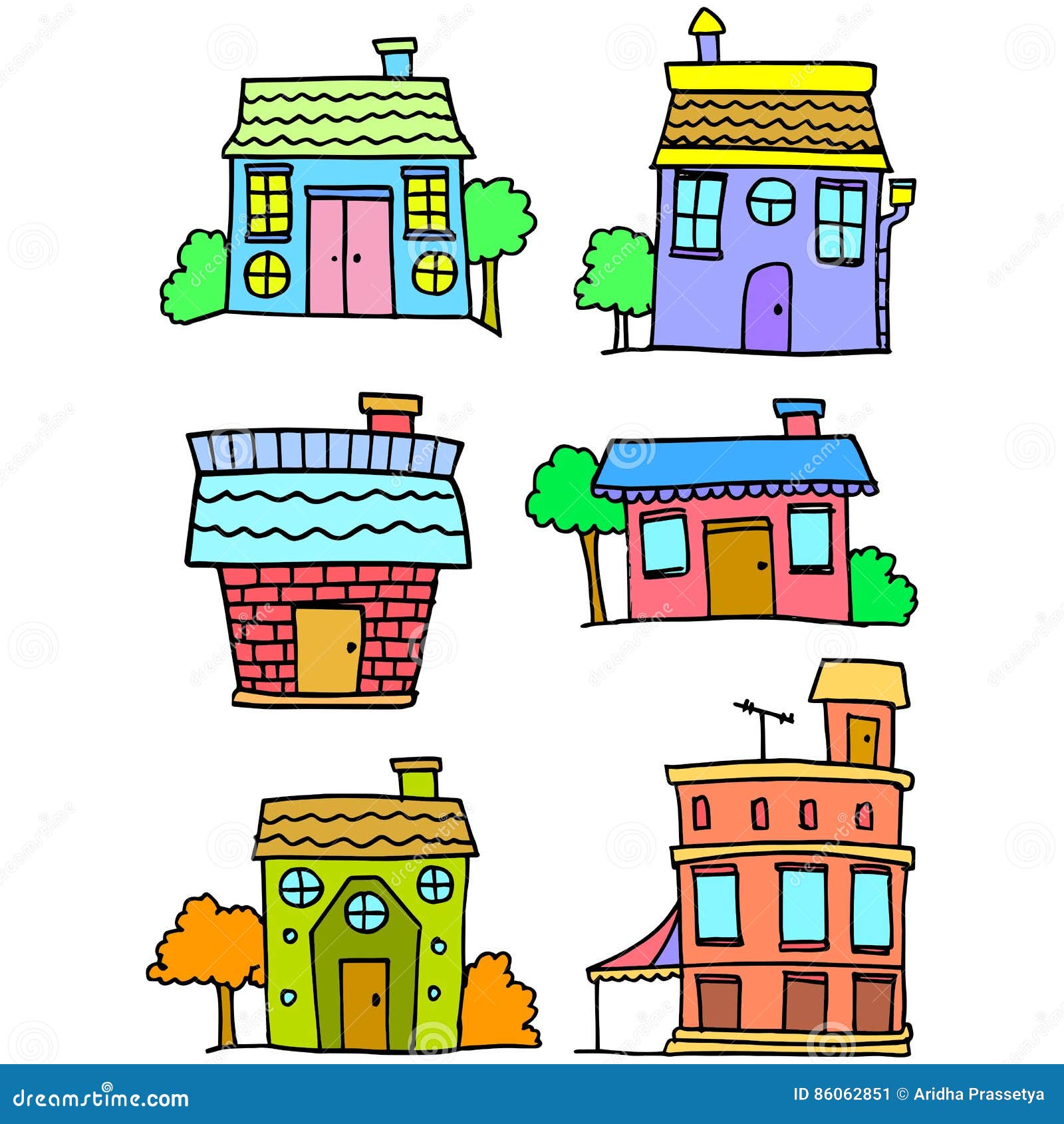 Doodle of House Set Vector Art Stock Vector - Illustration of design ...