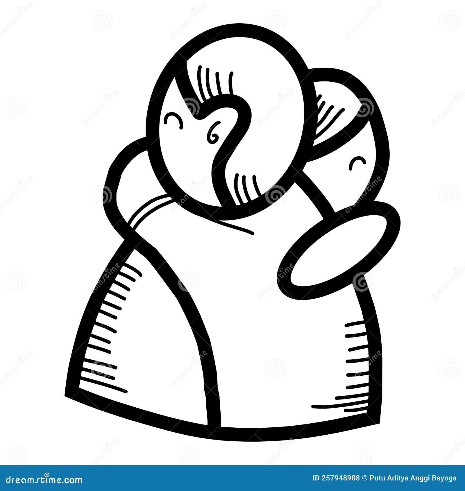 Doodle people hug stock vector. Illustration of care - 257948908