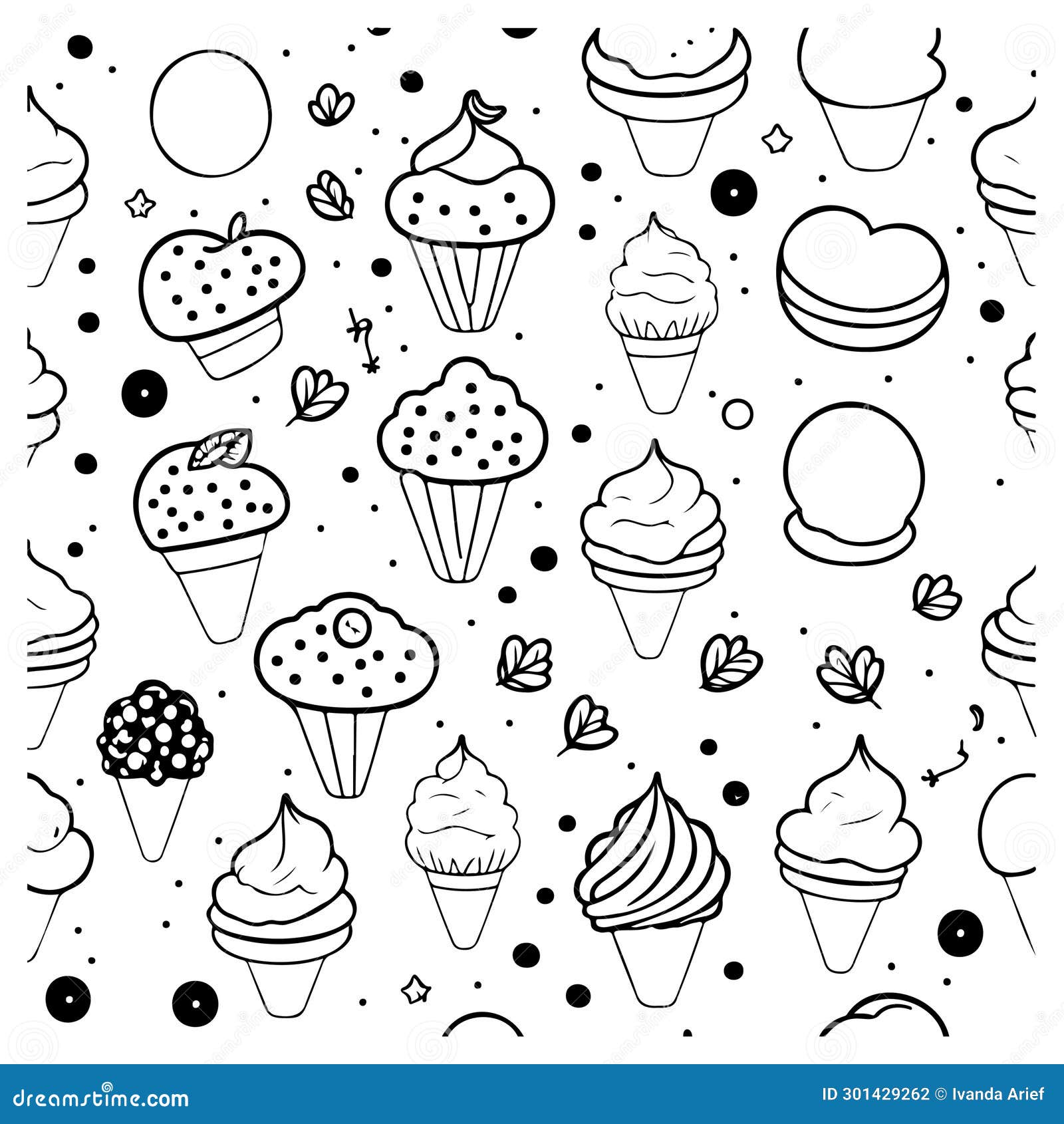 Doodle Ice Cream Cake Hand Draw Illustration Sketch Hand Draw Stock ...