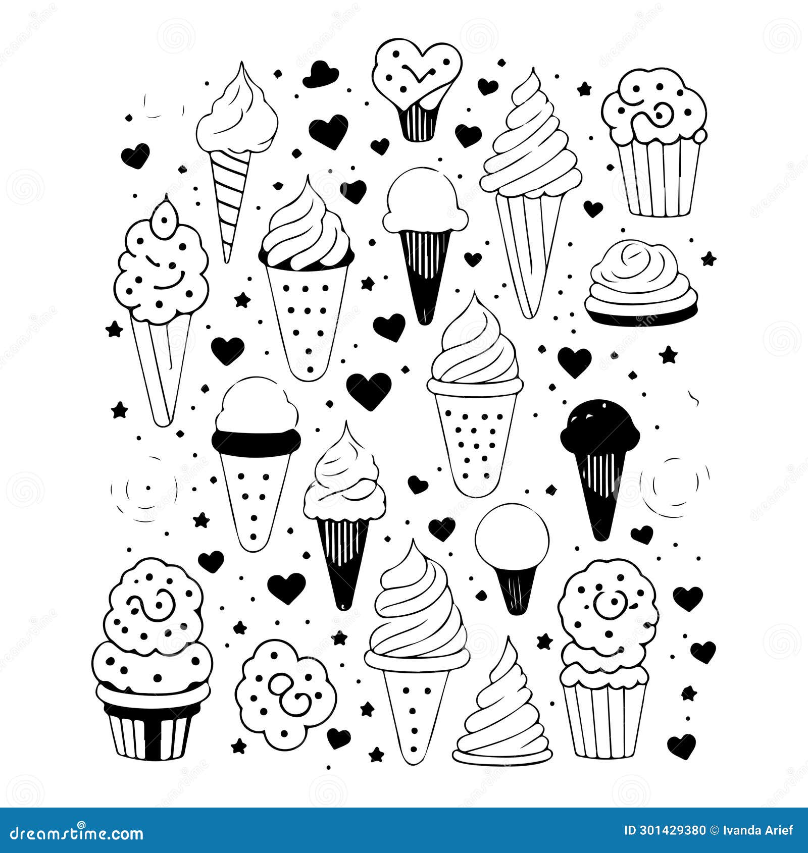 Doodle Ice Cream Cake Hand Draw Illustration Sketch Hand Draw Stock ...
