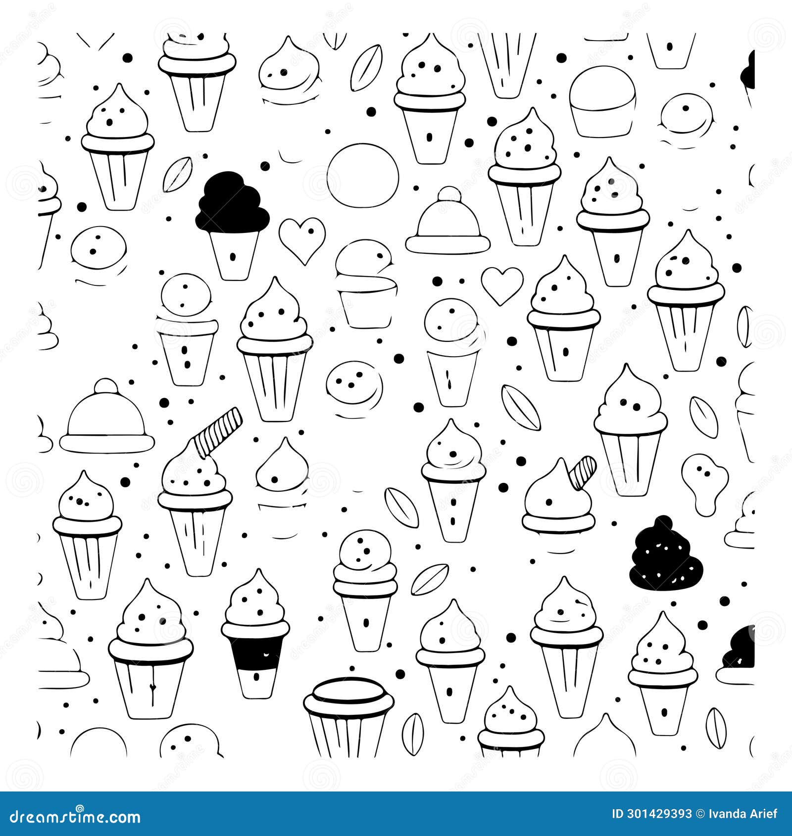 Doodle Ice Cream Cake Hand Draw Illustration Sketch Hand Draw Stock ...