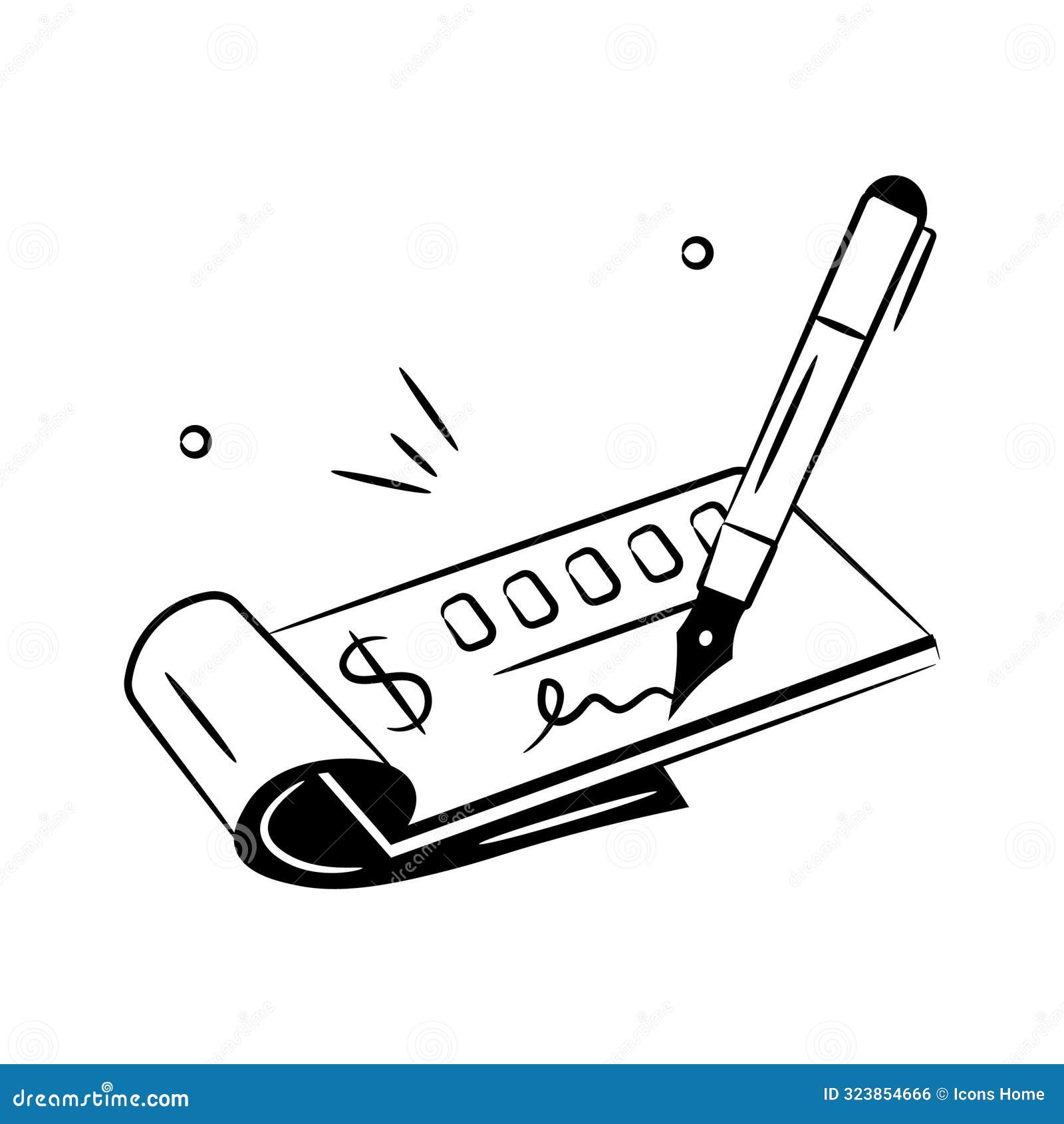 Doodle Icon of Cheque Book with Pen, Bank Cheque Vector Design Stock ...