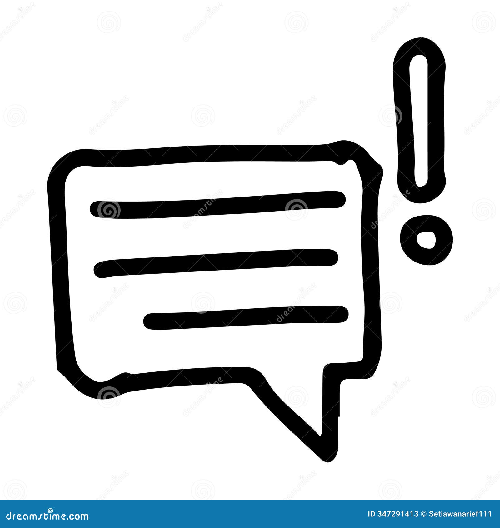 Doodle Icon of Comment Warning with Exclamation Mark Stock Illustration ...