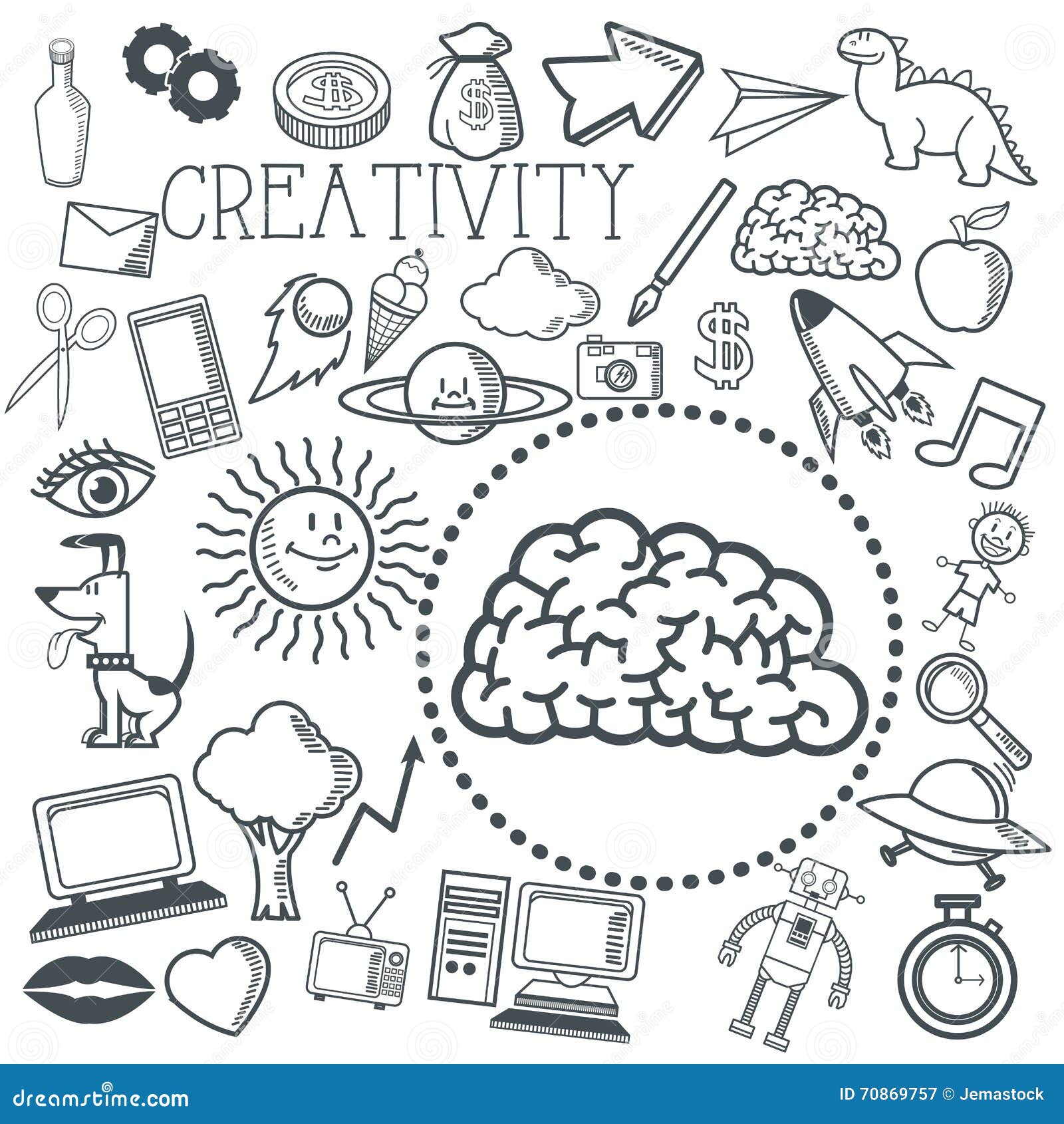 Doodle Icon Design. Creativity Icon. Draw Concept Stock Vector ...