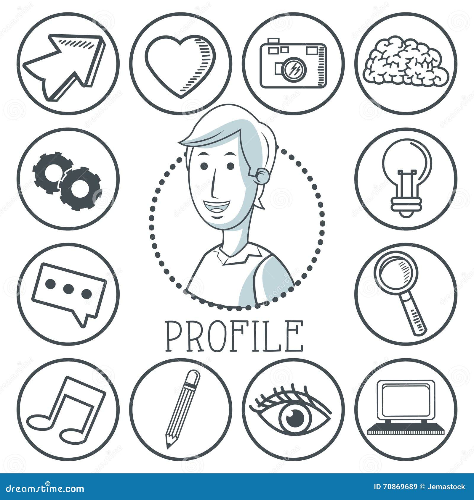 Doodle Icon Design. Profile Icon. Draw Concept Stock Vector ...