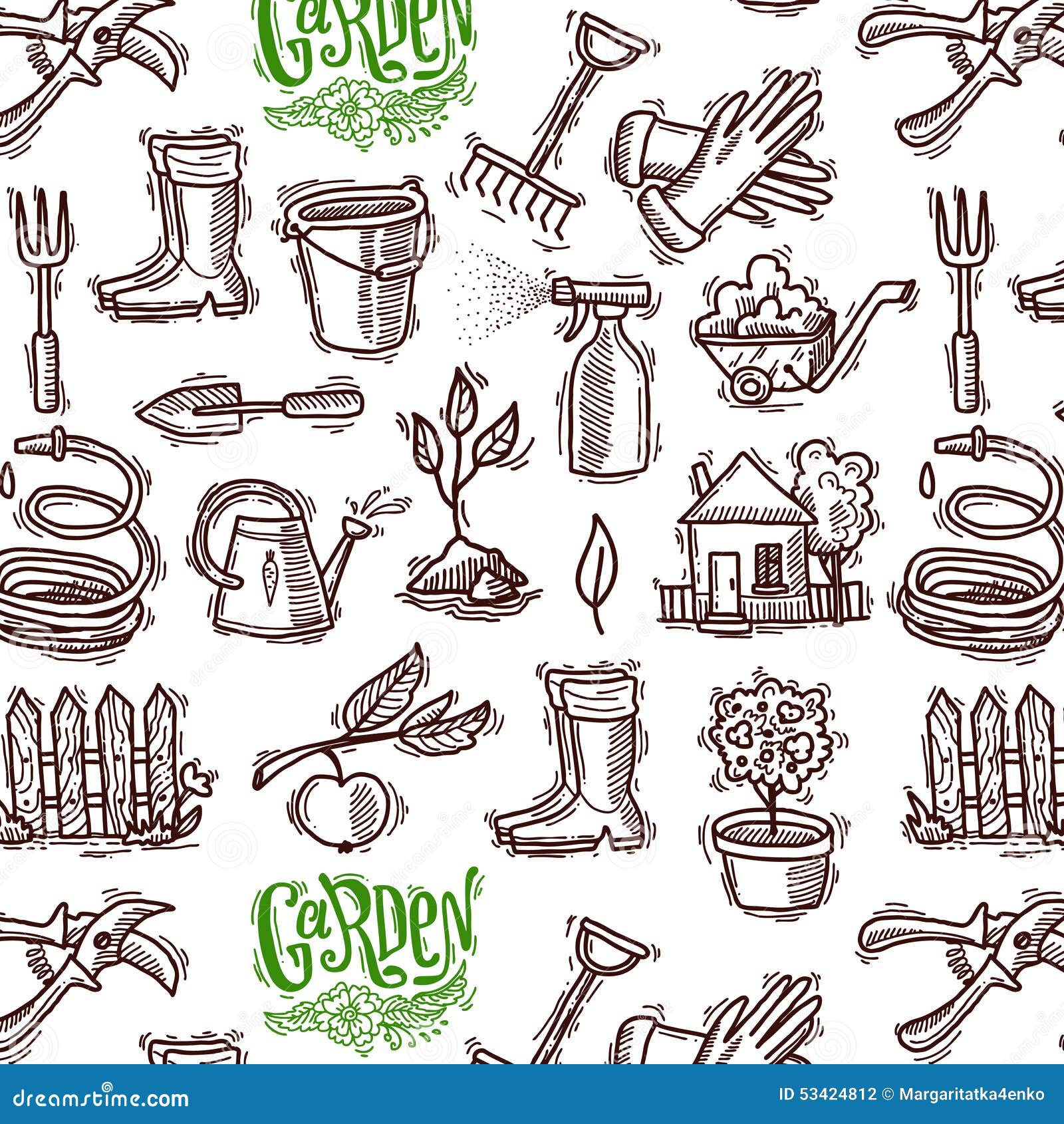 Doodle icons garden stock vector. Illustration of cultivated - 53424812