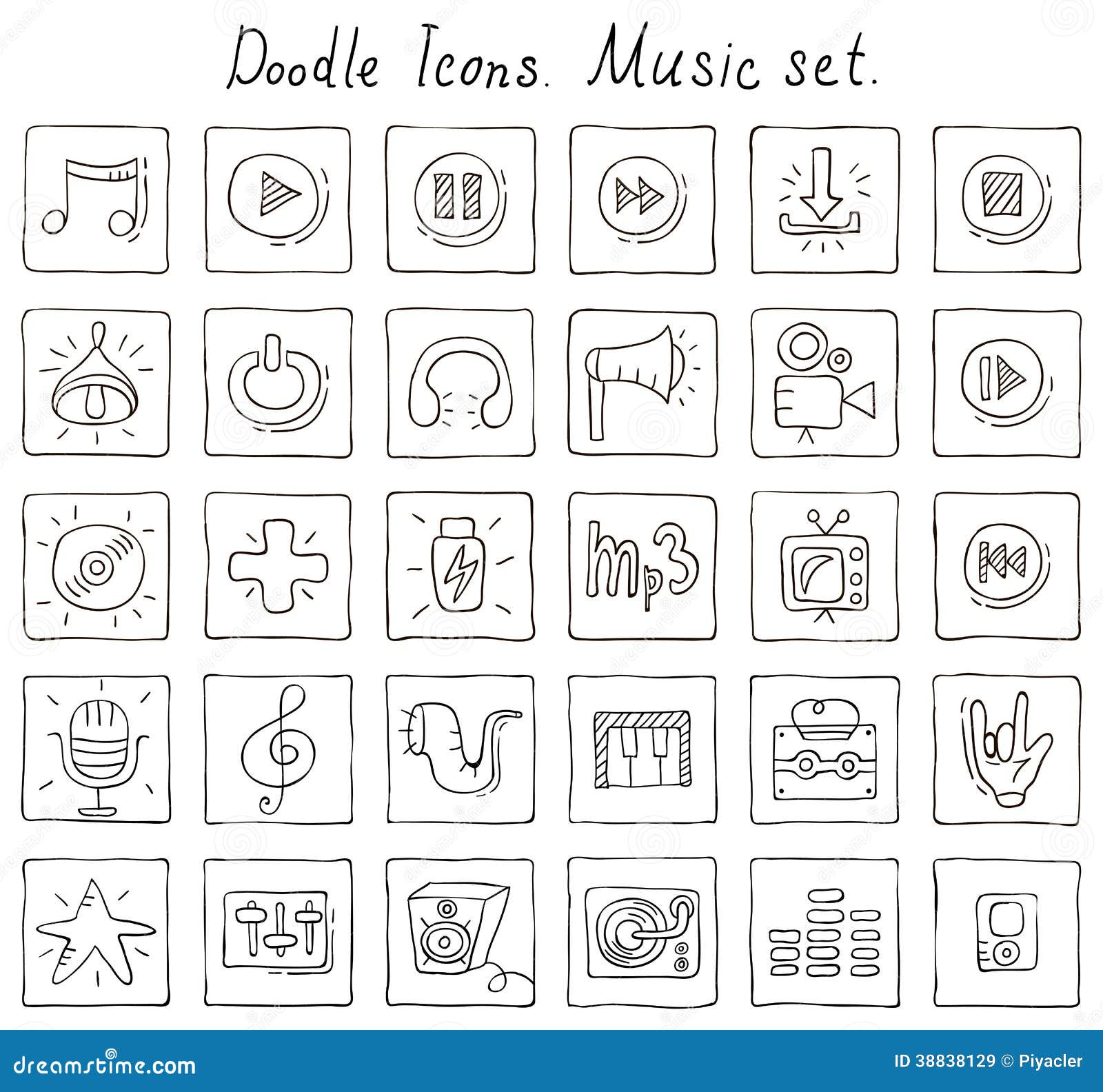 Doodle icons. Music set stock vector. Illustration of ilustration ...