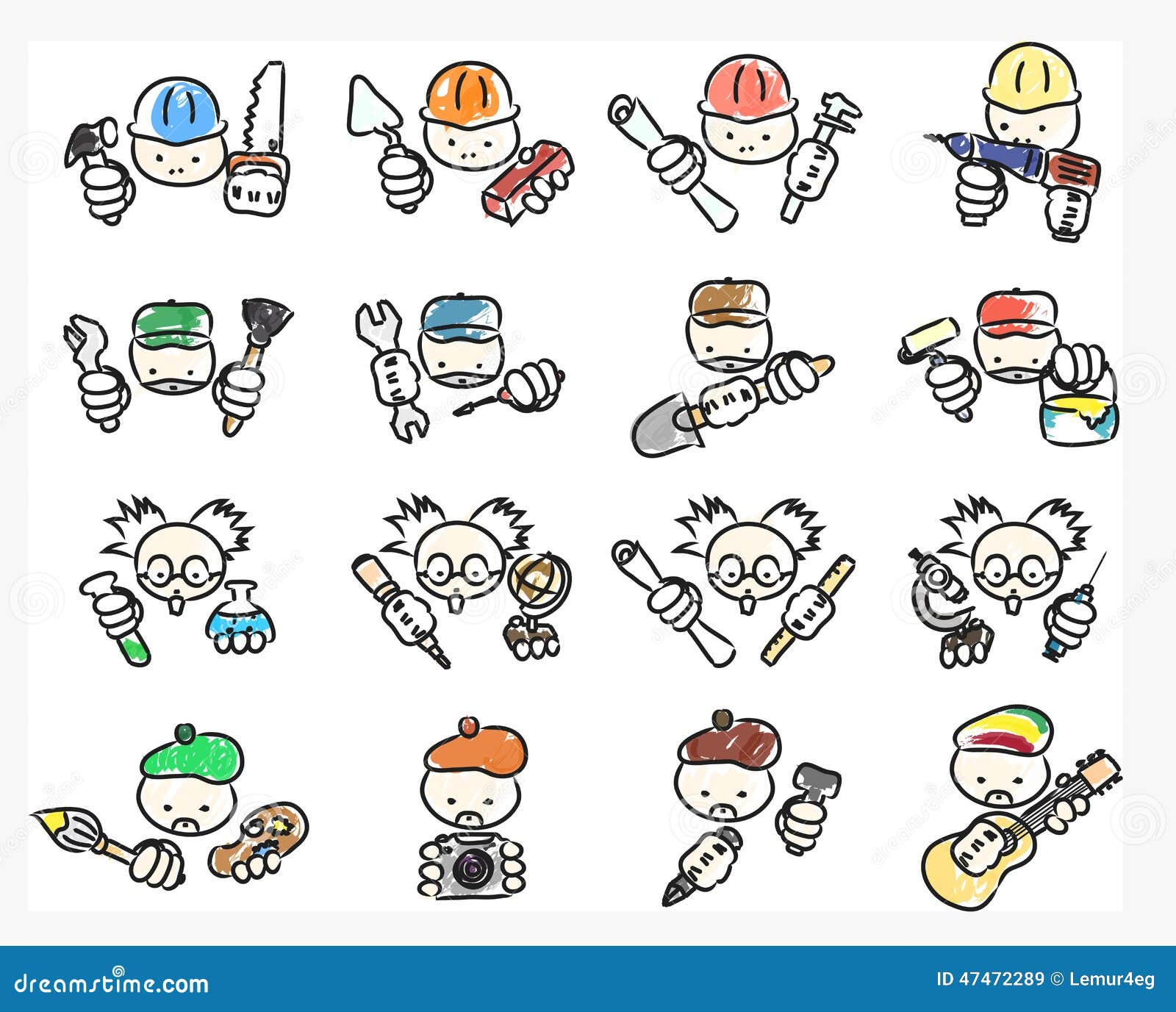 Professions Doodle Vector Icons Set Royalty-Free Stock Photography ...