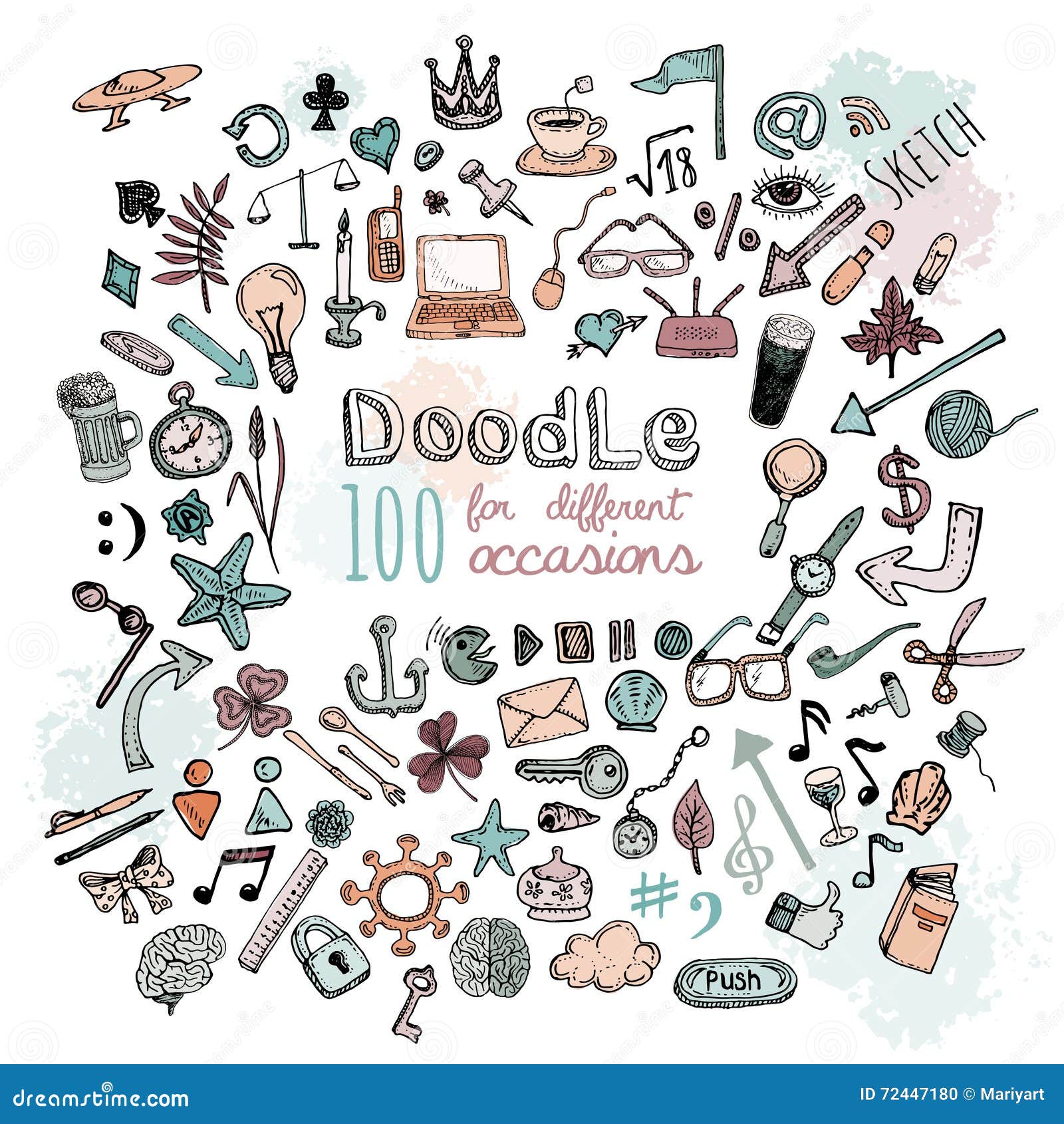 Doodle Icons set stock vector. Illustration of plants - 72447180