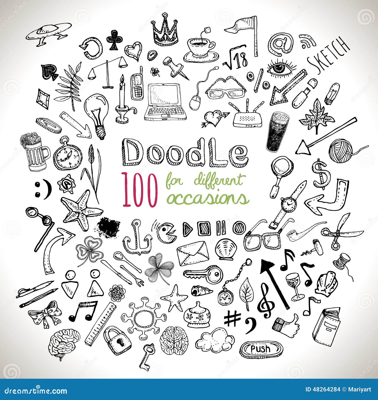 Doodle Icons set stock vector. Illustration of book, science - 48264284