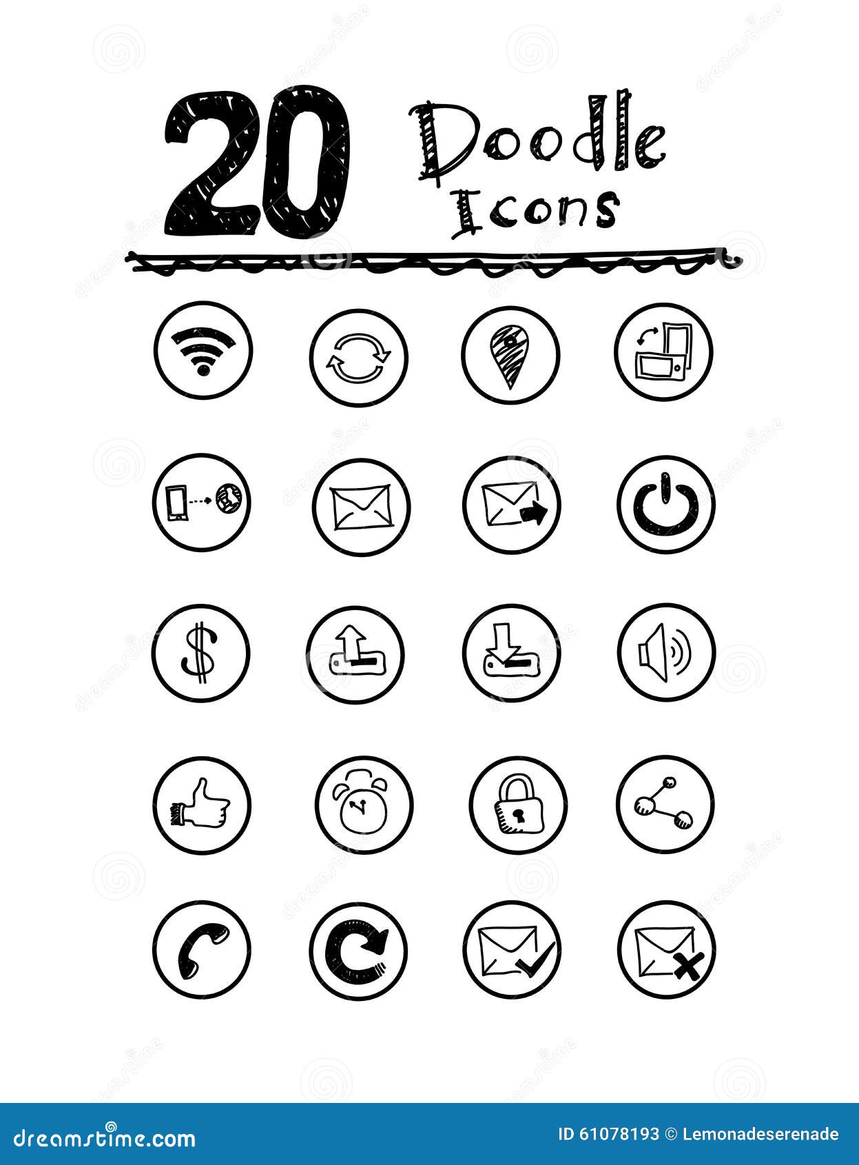 Doodle Icons stock vector. Illustration of doodle, graphic - 61078193