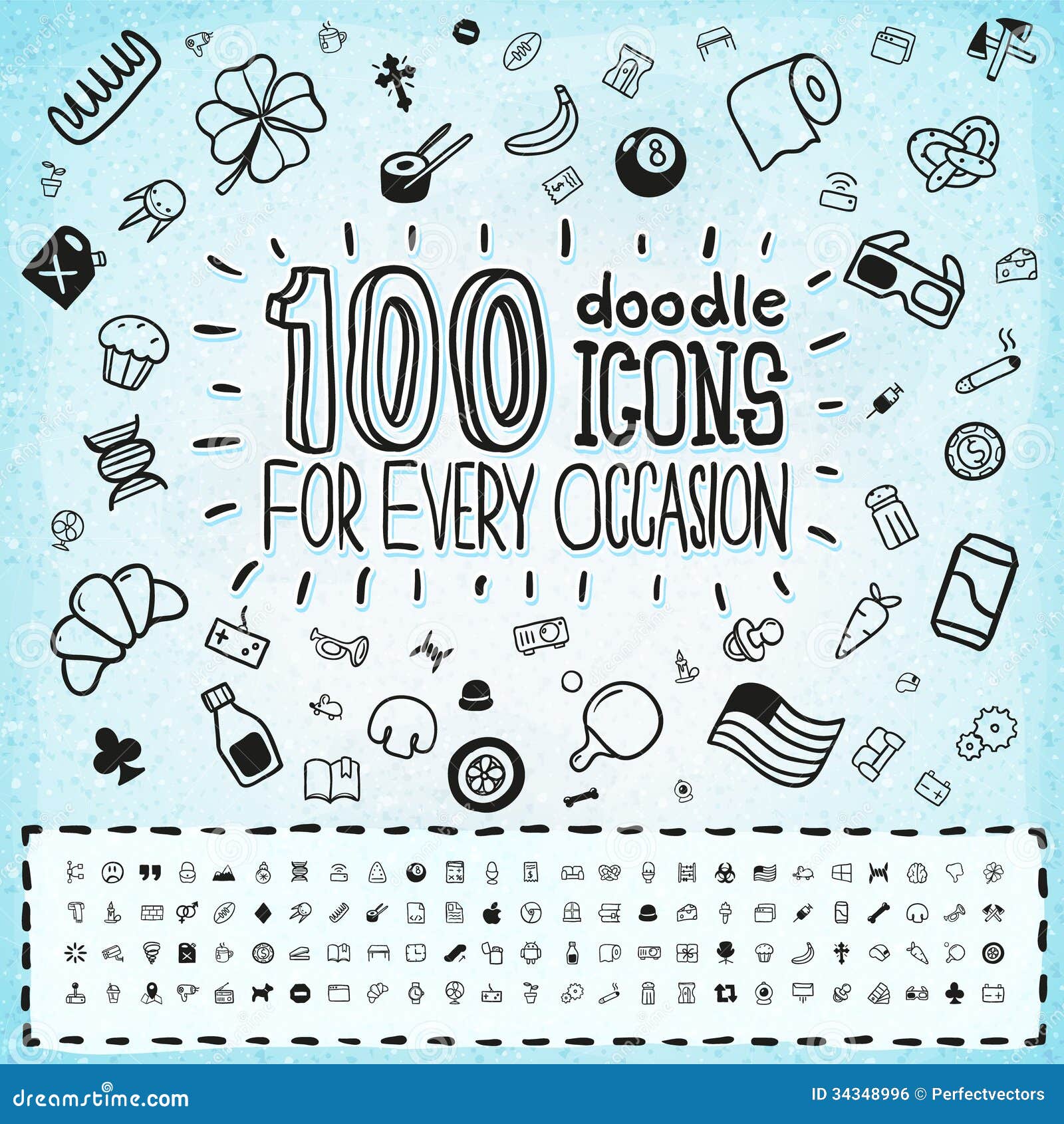 100 Doodle Icons Universal Set Stock Vector - Illustration of chalk ... 100 Doodle Icons Universal Set Stock Vector - Illustration of chalk ...