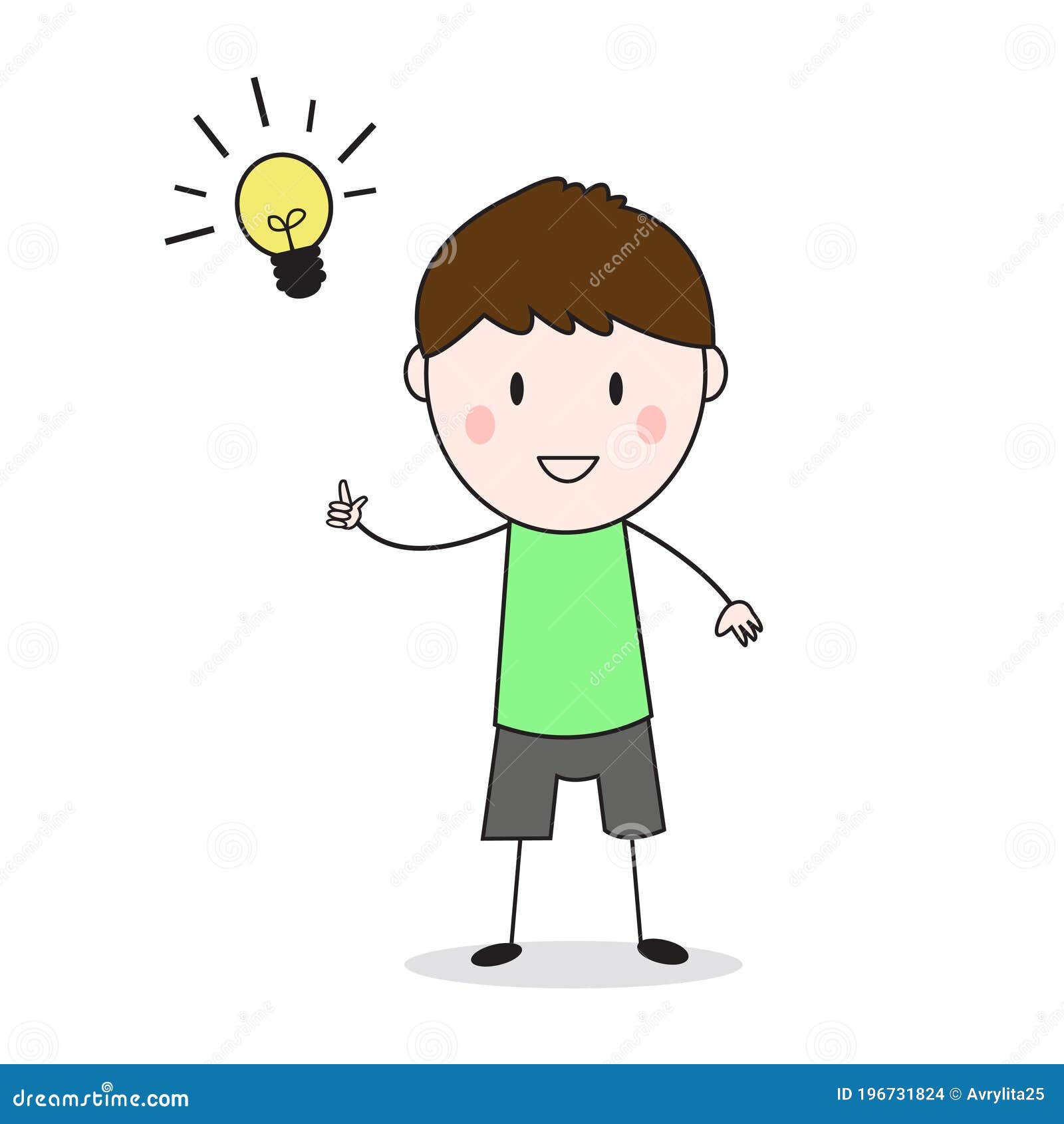 Stickman Doodle Got Idea Green Cartoon Vector Stock Vector ...