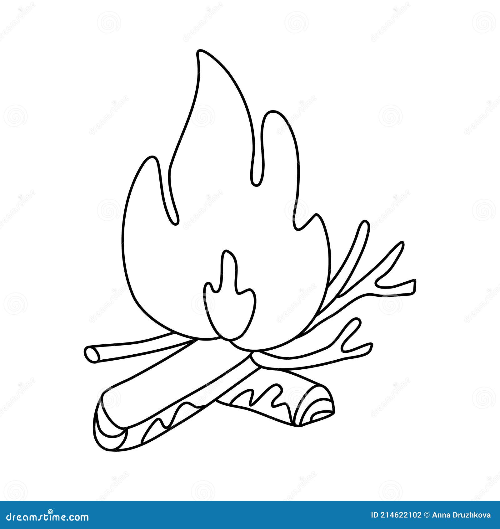 Doodle Illustration Of A Campfire. Fire Flame And Logs | CartoonDealer ...