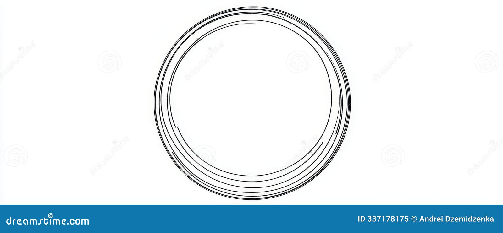 Doodle Illustration of Continuous Black Circle Outline on White ...