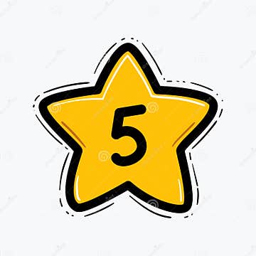 Doodle Illustration of a Star with Number Five Inside. Vector ...