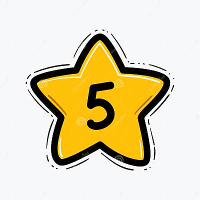 Doodle Illustration of a Star with Number Five Inside. Vector ...