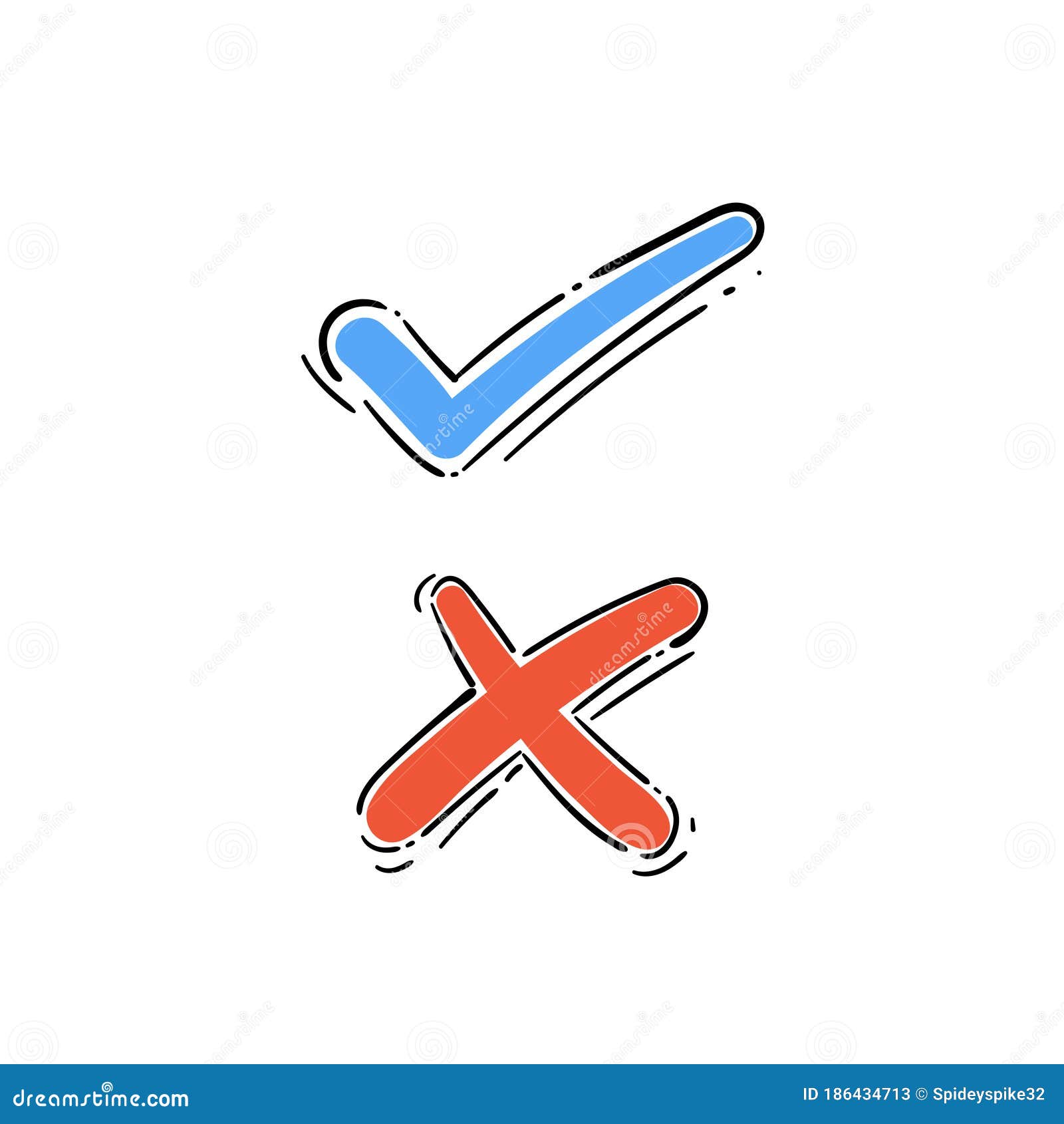 Doodle Illustration of True and False Sign. Isolated Vector ...