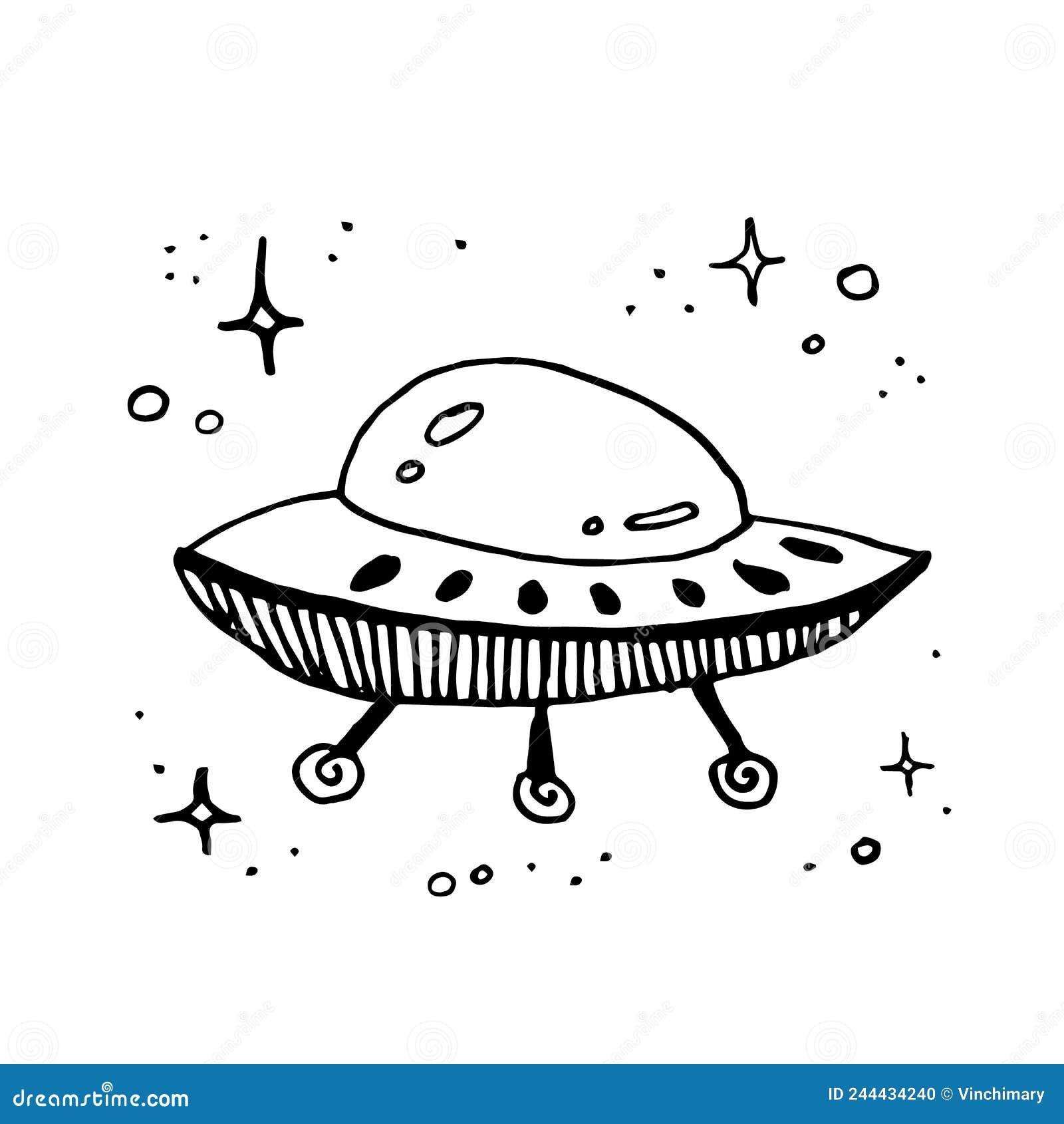 Doodle Illustration of an Unknown Flying Object Stock Vector ...