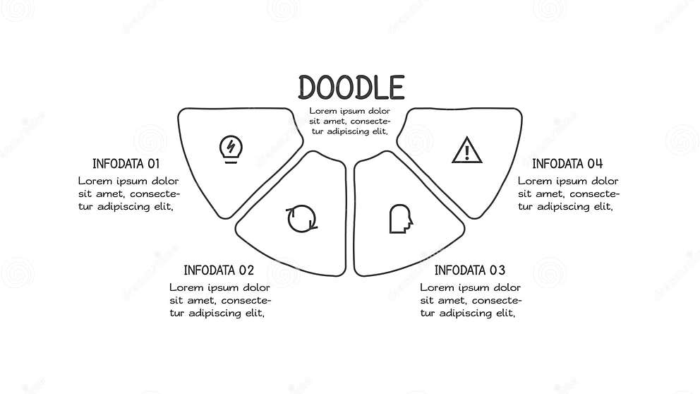 Doodle Infographic Elements with 4 Options. Vector Business Template ...
