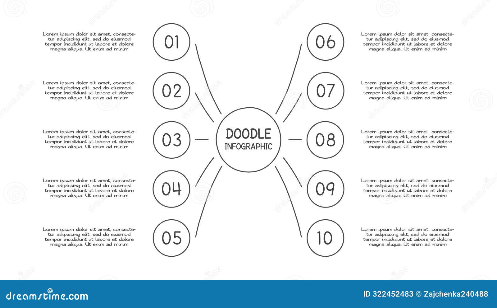 Doodle Infographic Elements with 10 Options. Vector Business Template ...