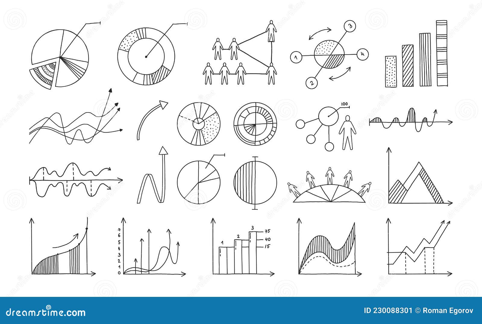 Doodle Diagrams, Graphs And Charts Seamless Vector Pattern ... Doodle Diagrams, Graphs And Charts Seamless Vector Pattern ...
