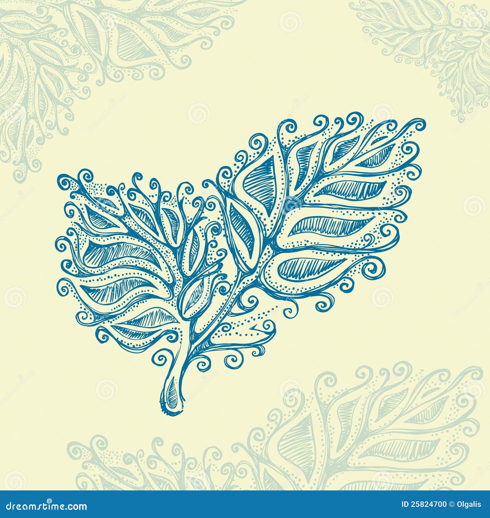 Doodle Ink Leaf Pattern Royalty-Free Stock Image | CartoonDealer.com ...