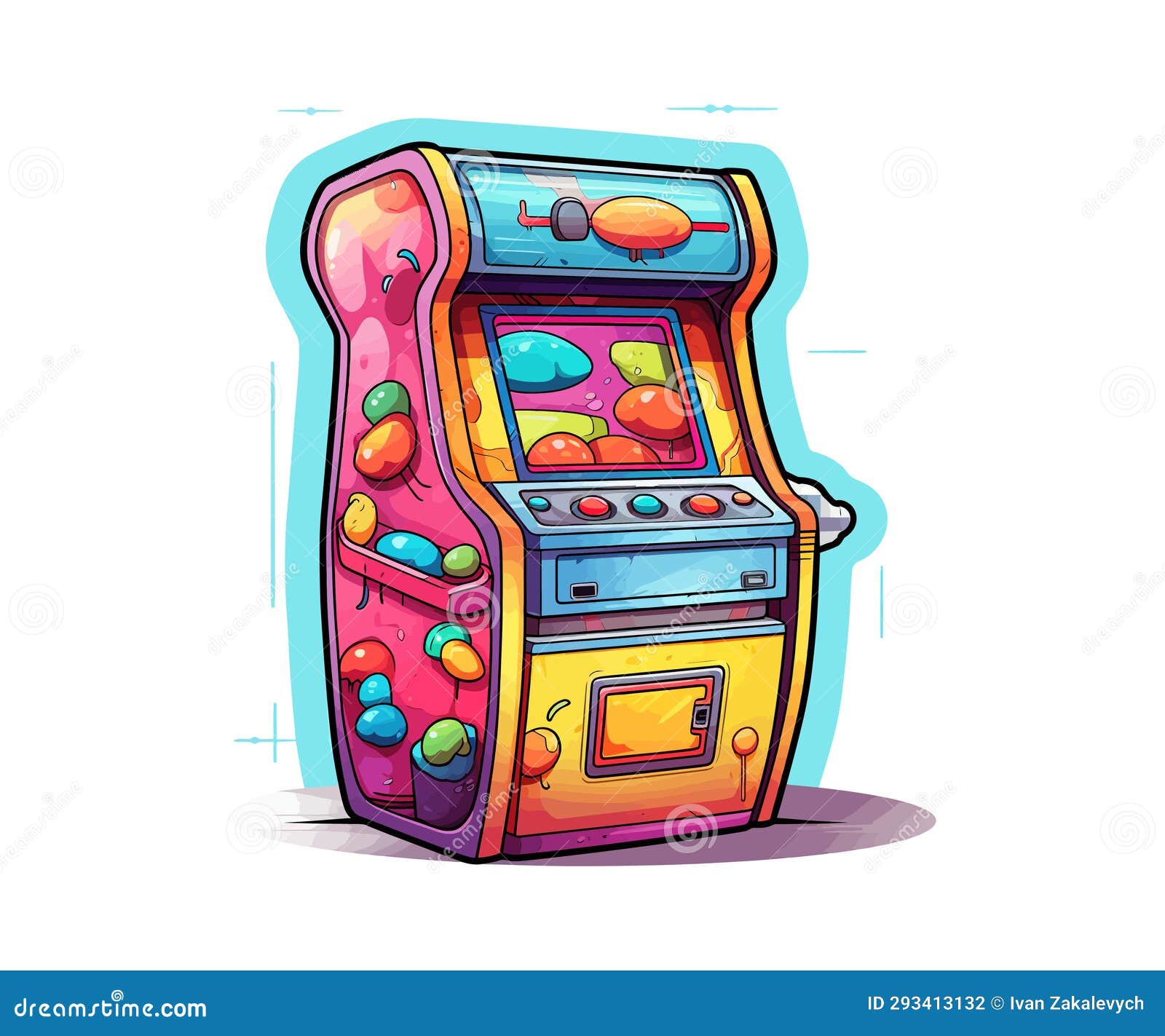 Doodle Inspired Arcade Machine Cartoon Sticker. Vector Illustration ...