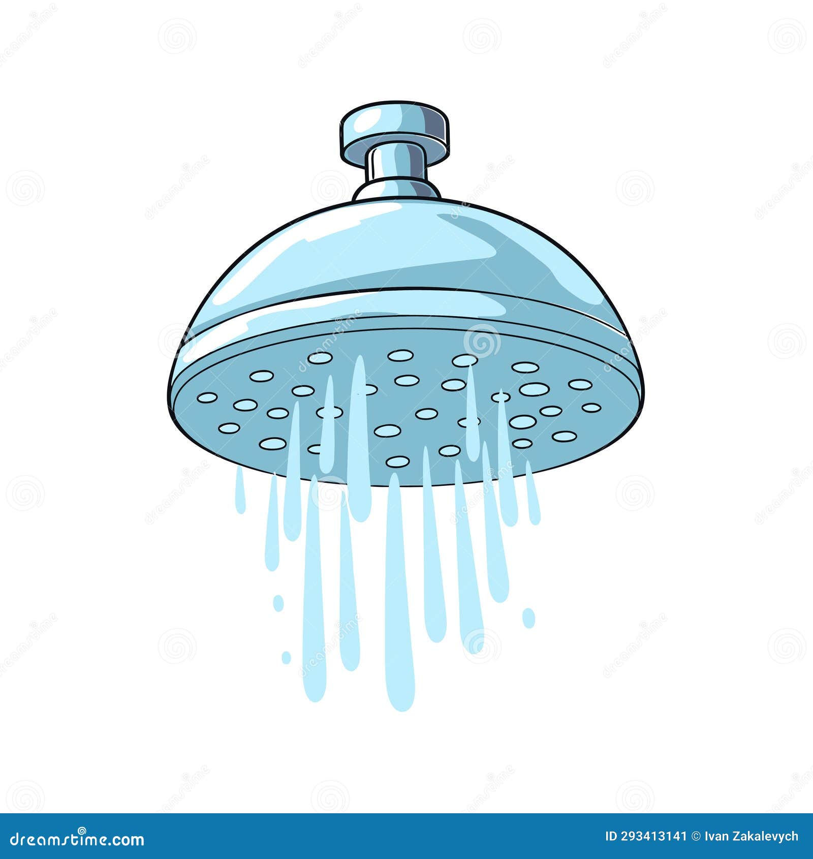 Doodle Inspired Low - Flow Showerhead Cartoon. Vector Illustration ...