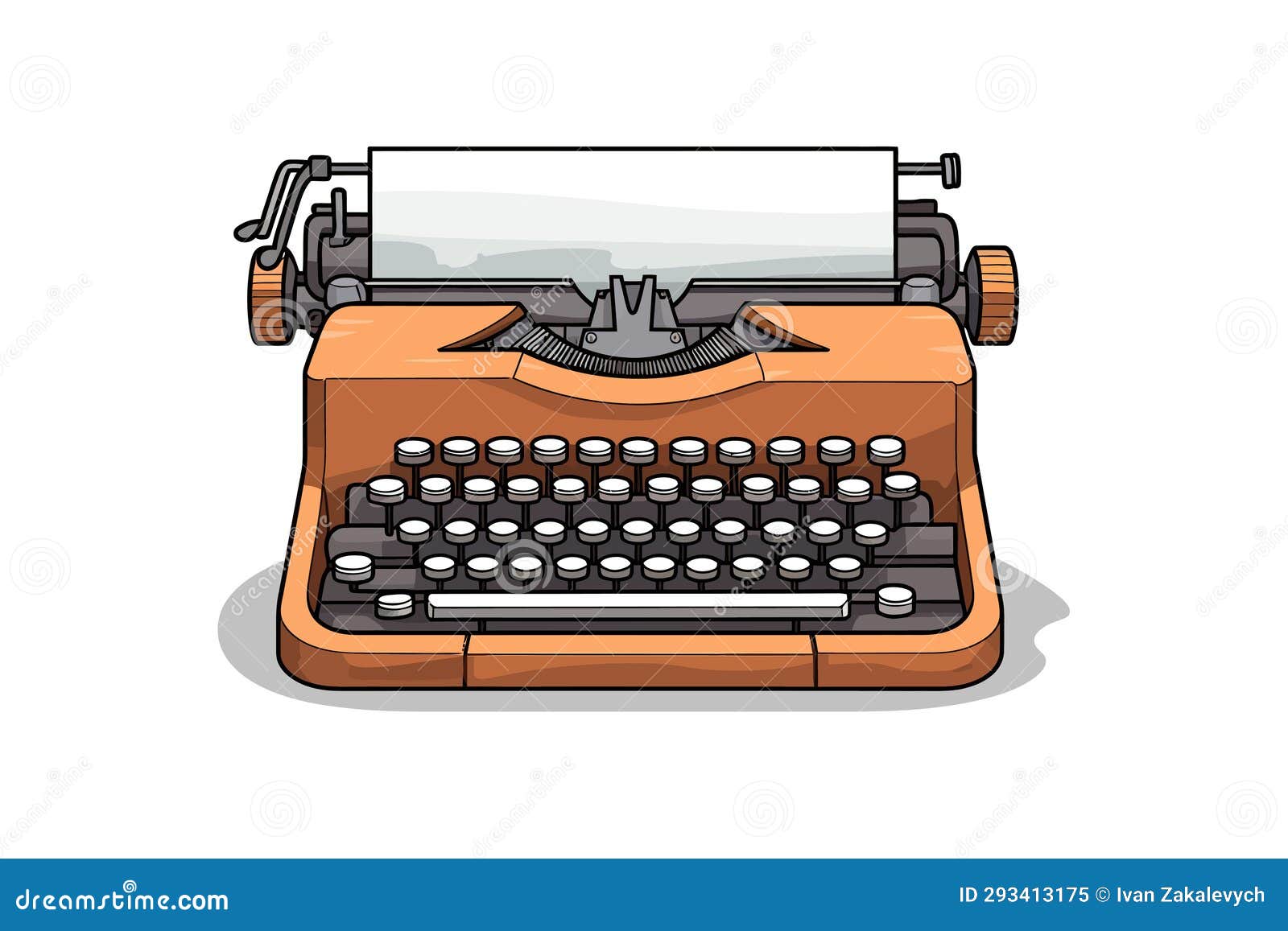 Doodle Inspired Old Typewriter Cartoon. Vector Illustration Design ...
