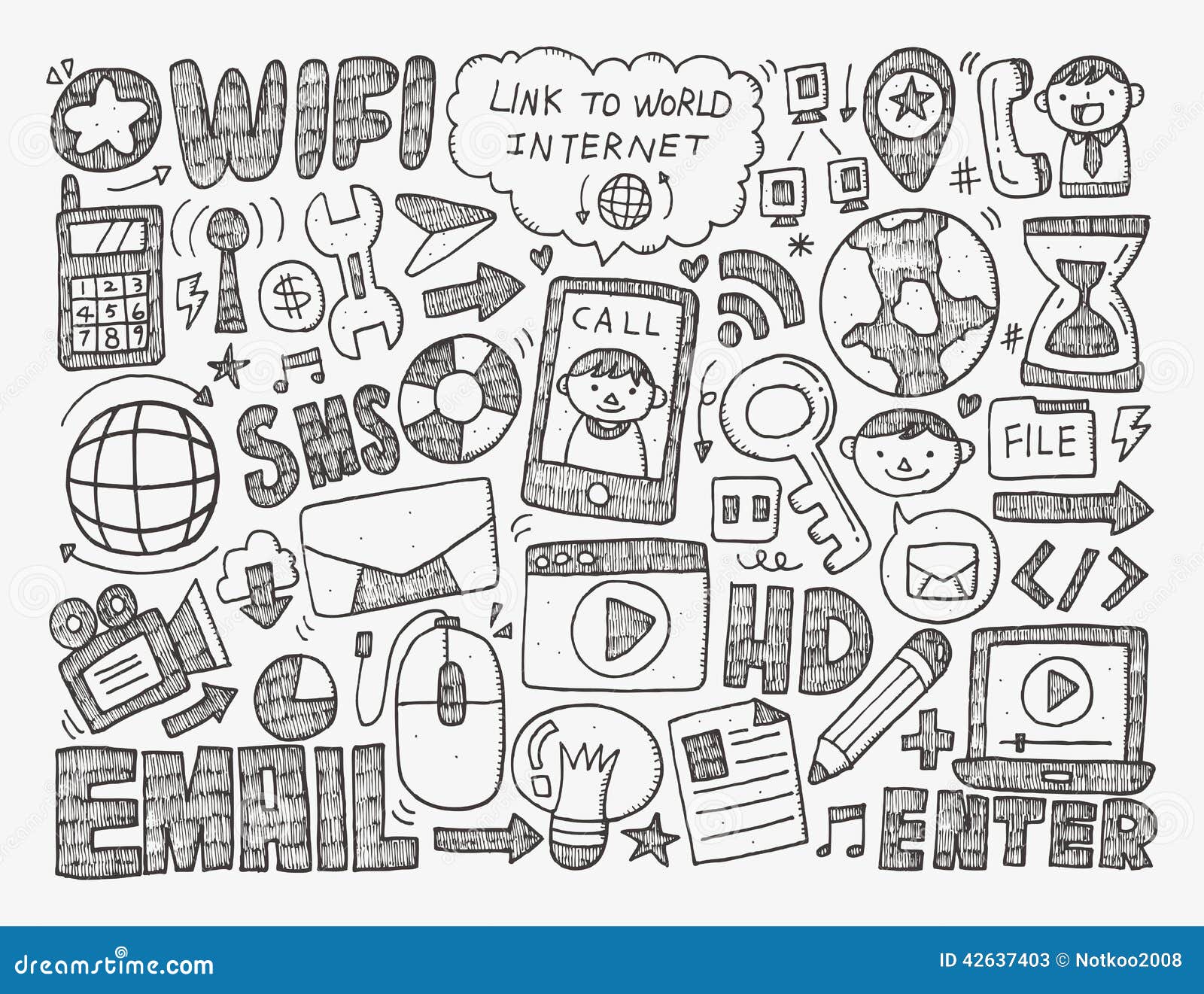 Doodle Internet Web Background Stock Vector - Illustration of shopping ...