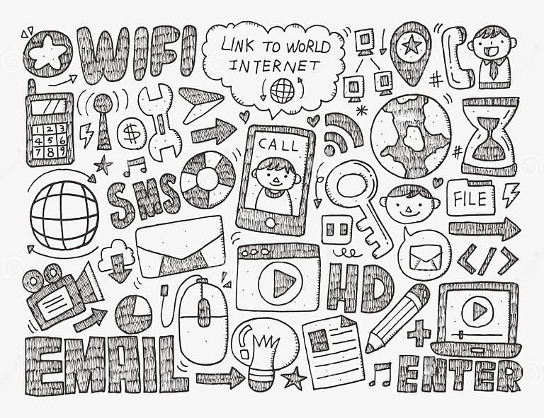 Doodle Internet Web Background Stock Vector - Illustration of shopping ...