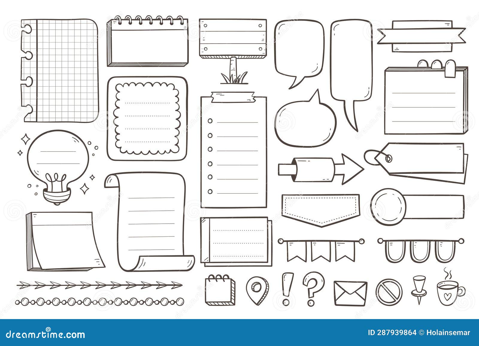 Doodle Items for Planners and Diaries. Set 4 of 4 Stock Vector ...