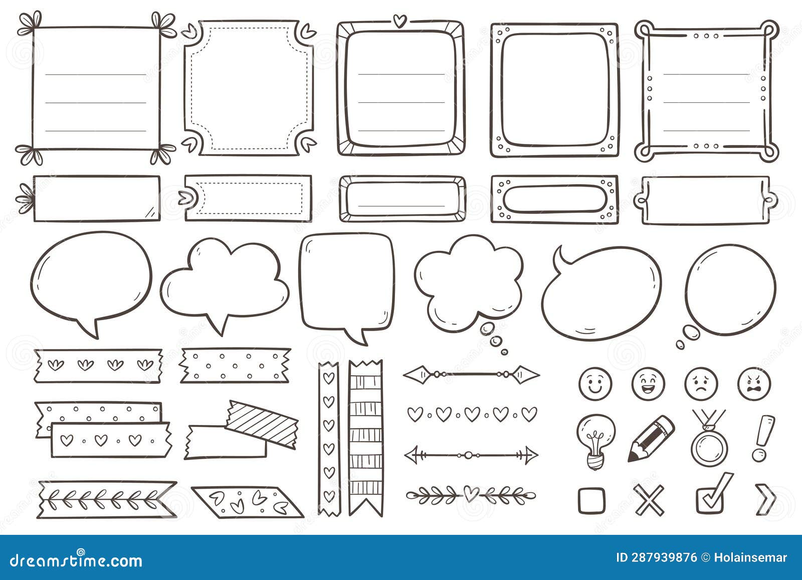 Doodle Items for Planners and Diaries. Set 3 of 4 Stock Illustration ...