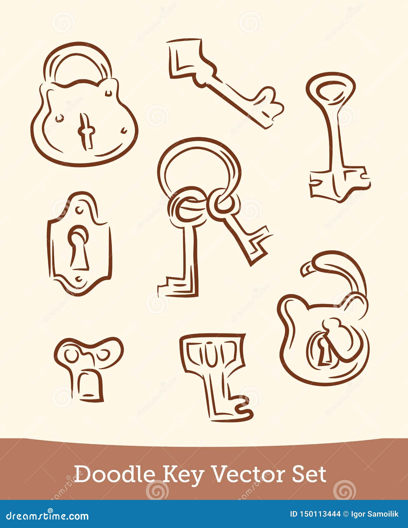 Doodle Keys Set Isolated on White Background. Vector Stock Vector ...