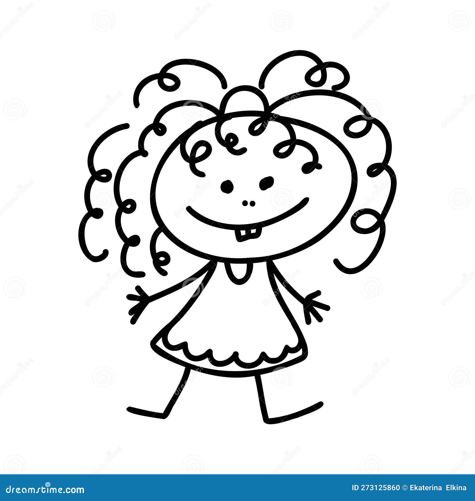 Doodle Kid, Outline Cartoon Vector Drawing Child Vector Stock ...