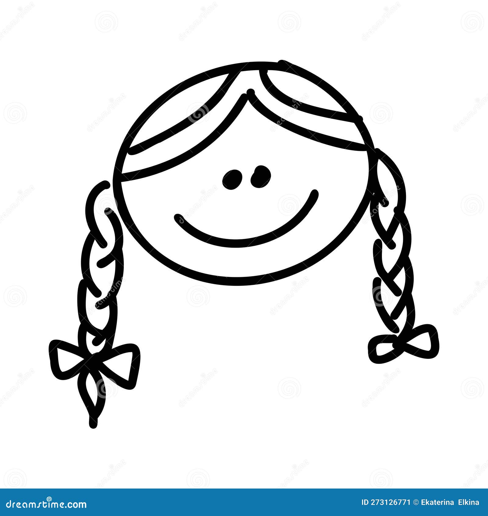 Doodle Kid, Outline Cartoon Vector Drawing Child Vector Stock Vector ...