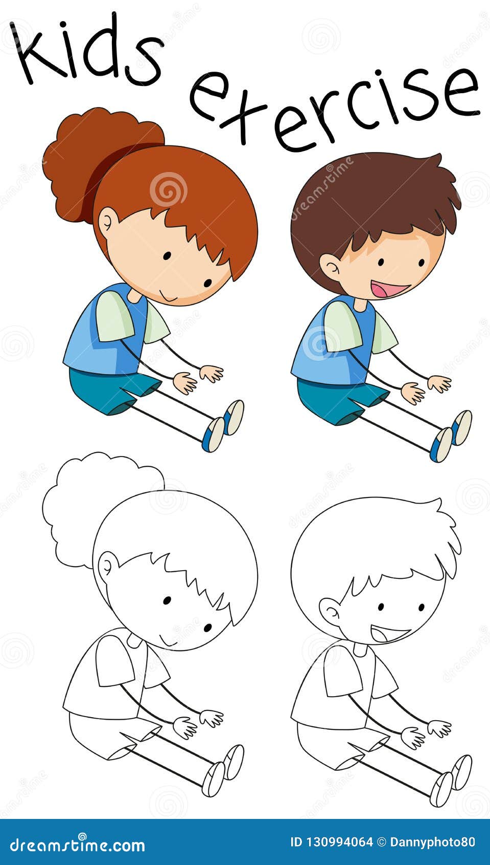Doodle Kids Exercise on White Background Stock Vector - Illustration of ...