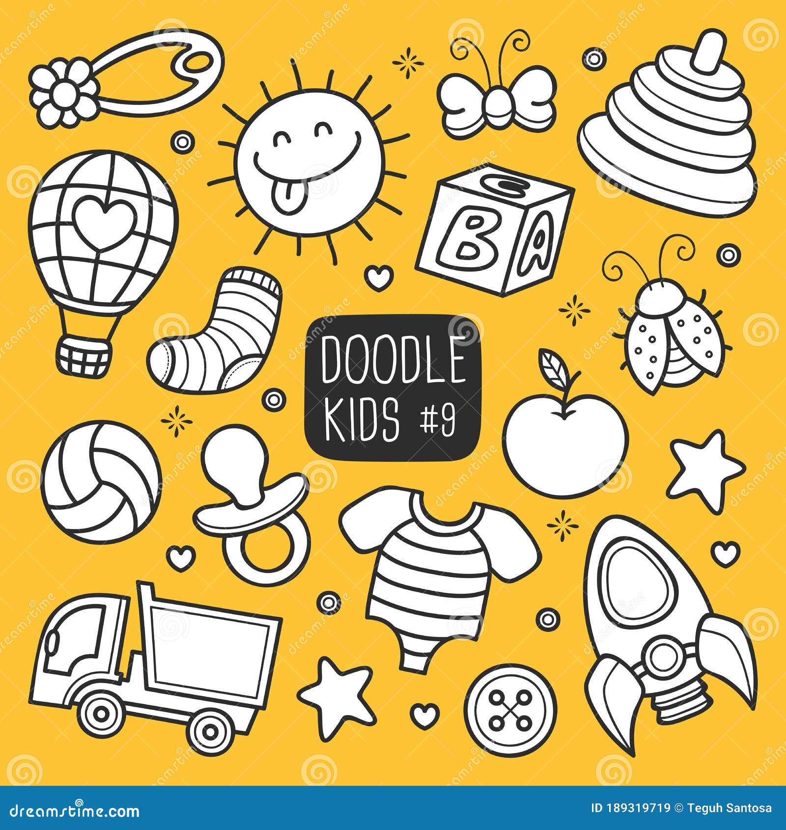 Doodle Kids Hand Drawn Vector Stock Vector - Illustration of isolated ...