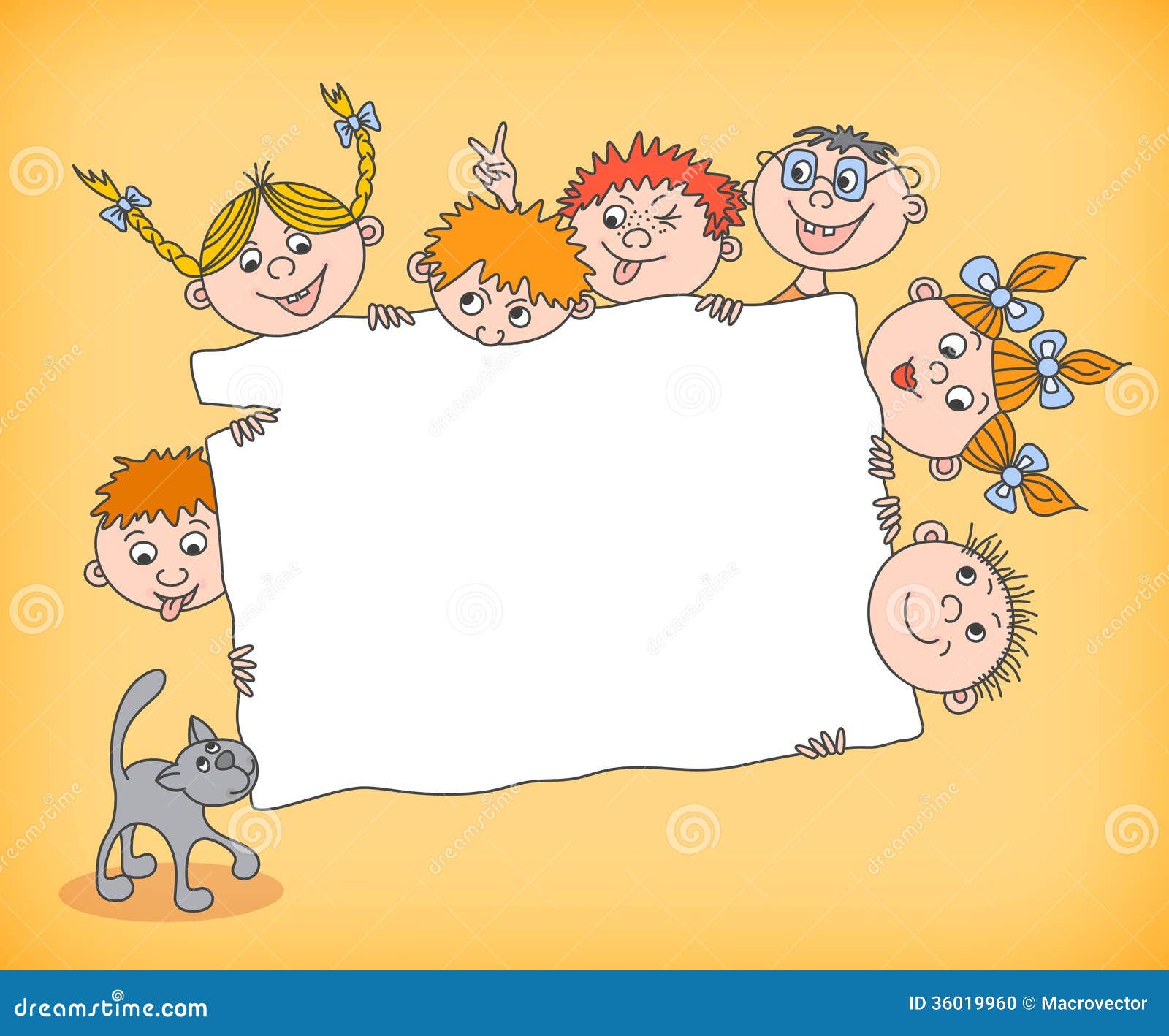 Doodle Kids Holding Blank Sign Stock Vector - Illustration of girl ...