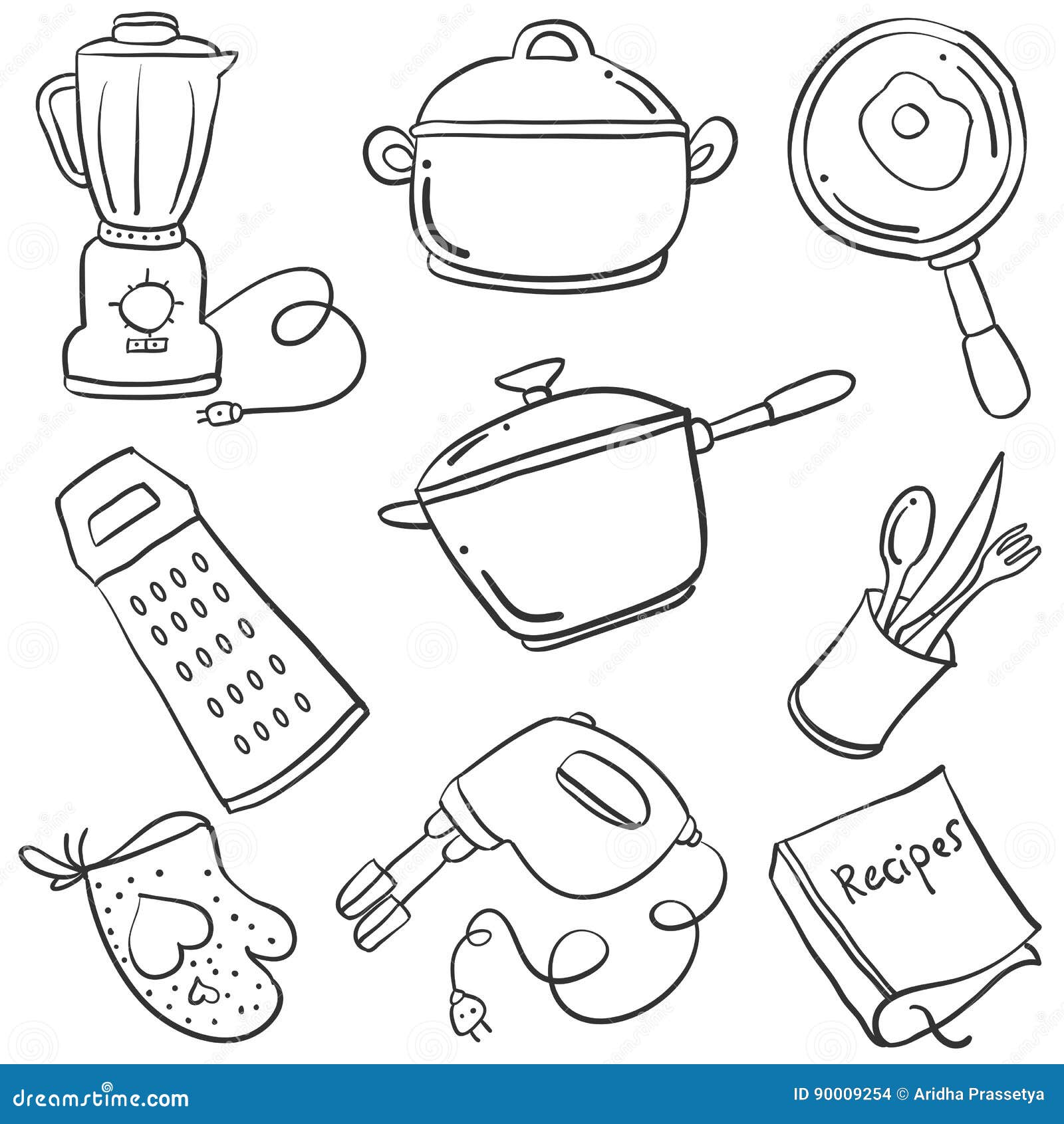 Doodle of Kitchen Set Collection Stock Vector - Illustration of cafe ...