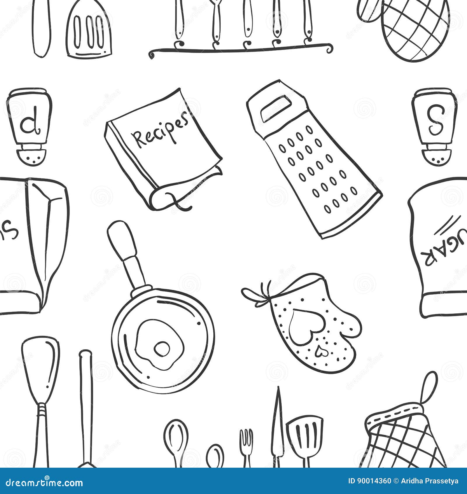 Doodle of Kitchen Set Pattern Style Stock Vector - Illustration of ...