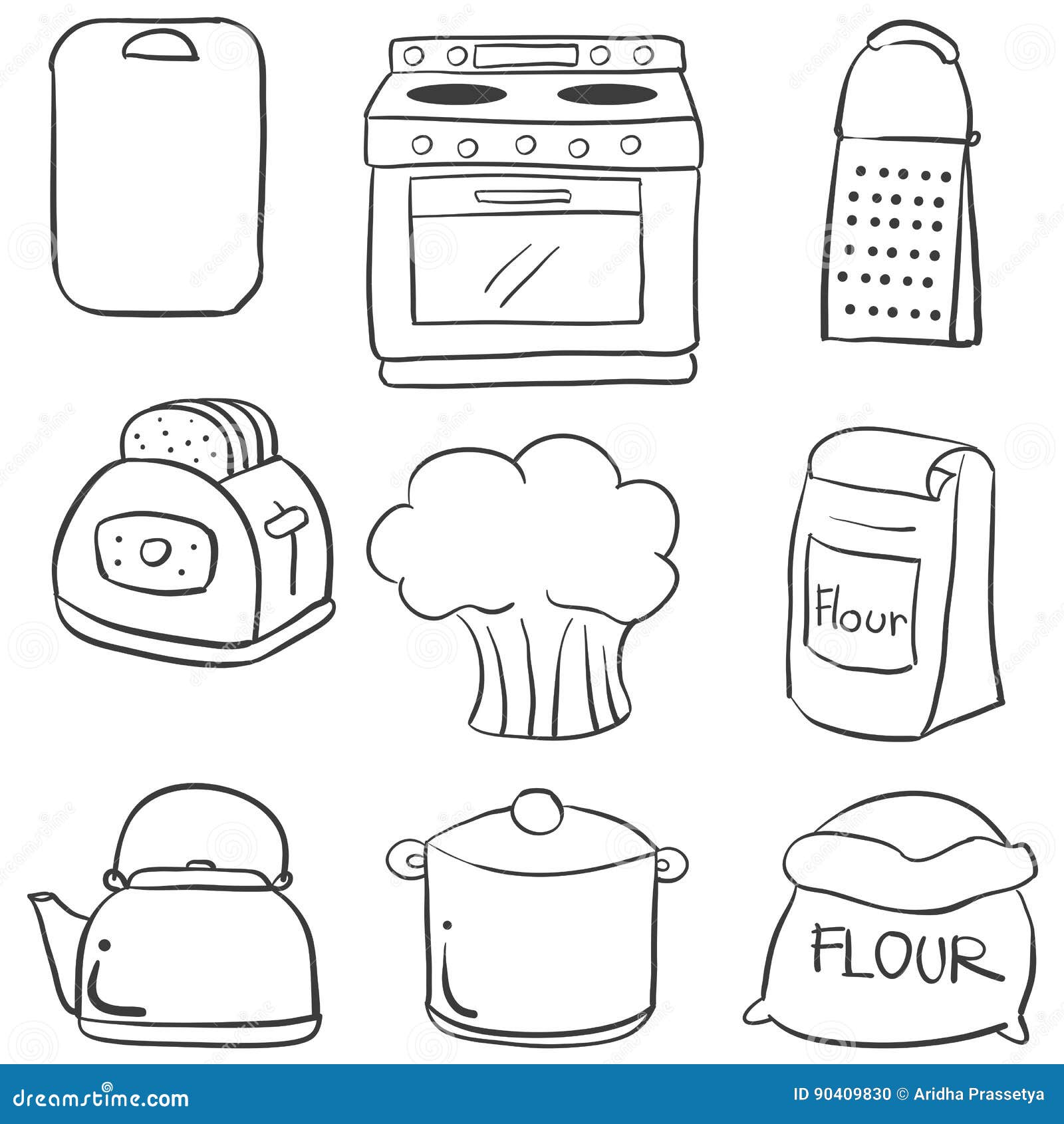 Doodle of Kitchen Set Style Collection Stock Vector - Illustration of ...