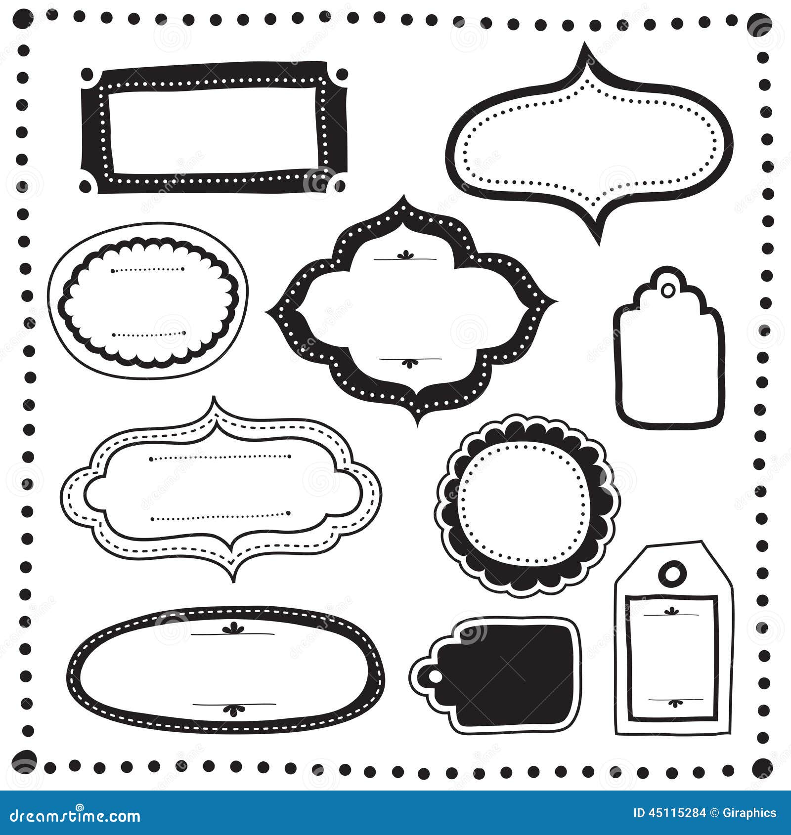 Doodle Labels and Tags stock vector. Illustration of rule - 45115284