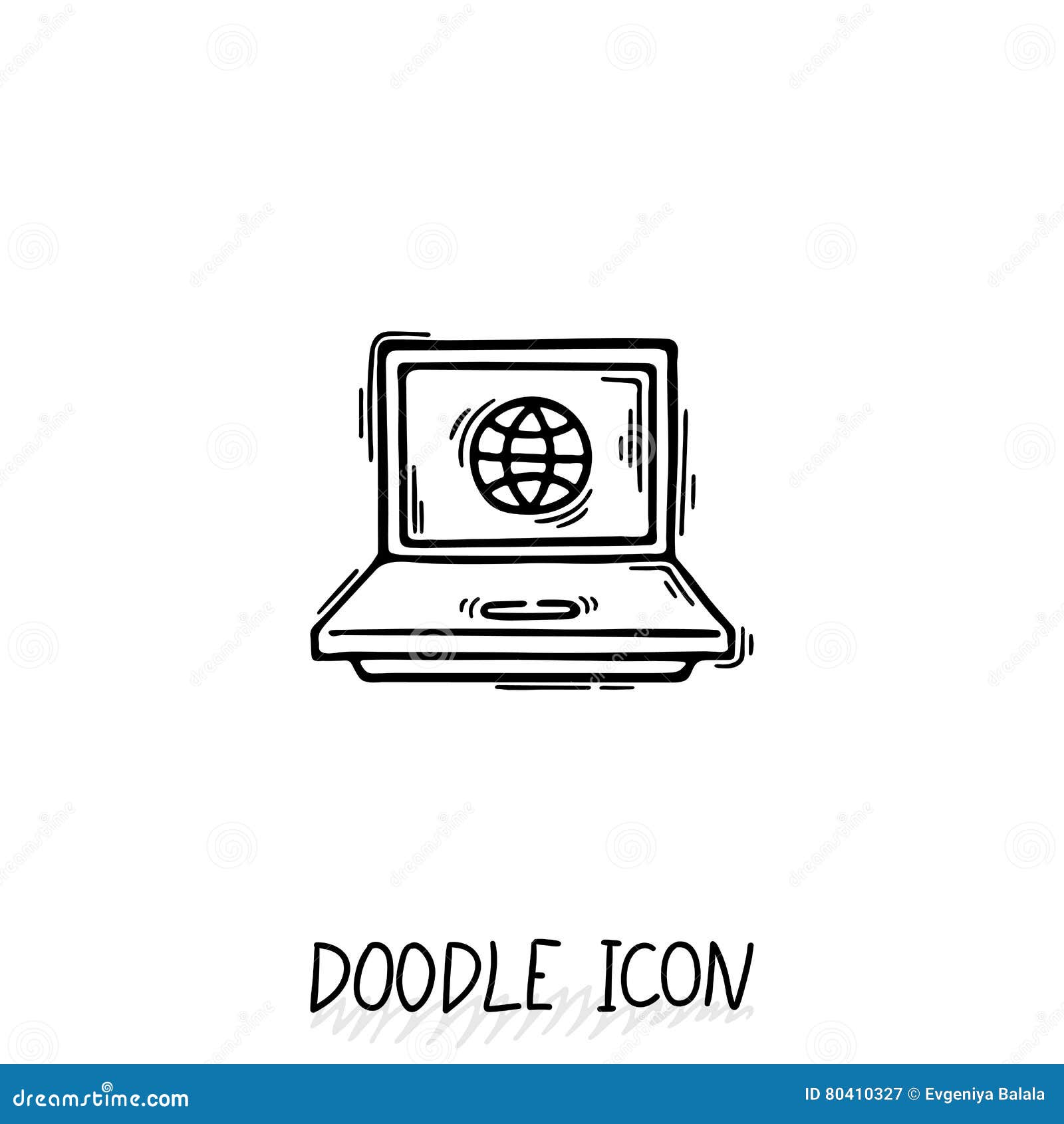 Doodle Laptop Icon Illustration. Netbook, Ultrabook. Stock Illustration ...