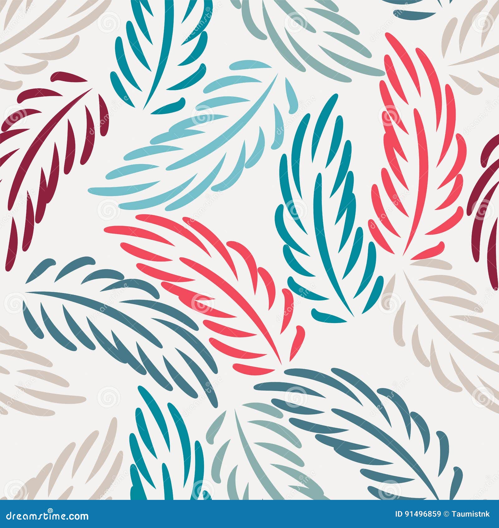 Doodle leaf pattern stock vector. Illustration of feather - 91496859
