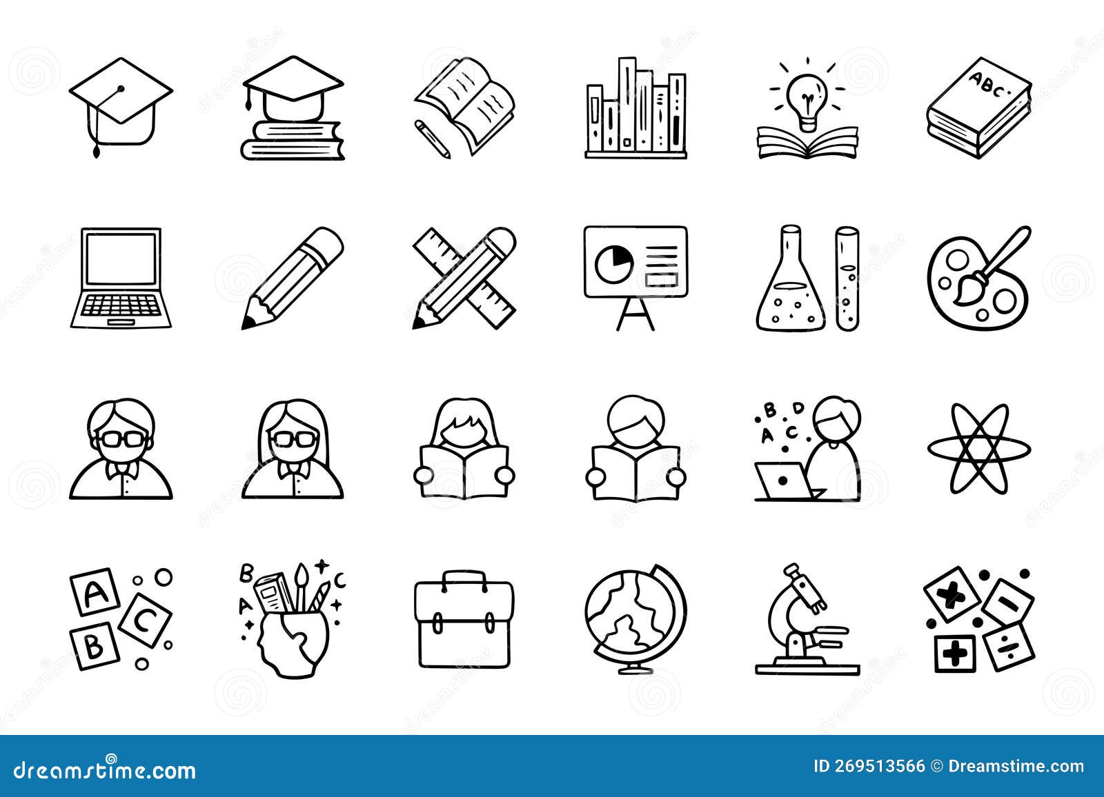 Doodle Learning Education School Icon Set Stock Vector - Illustration ...