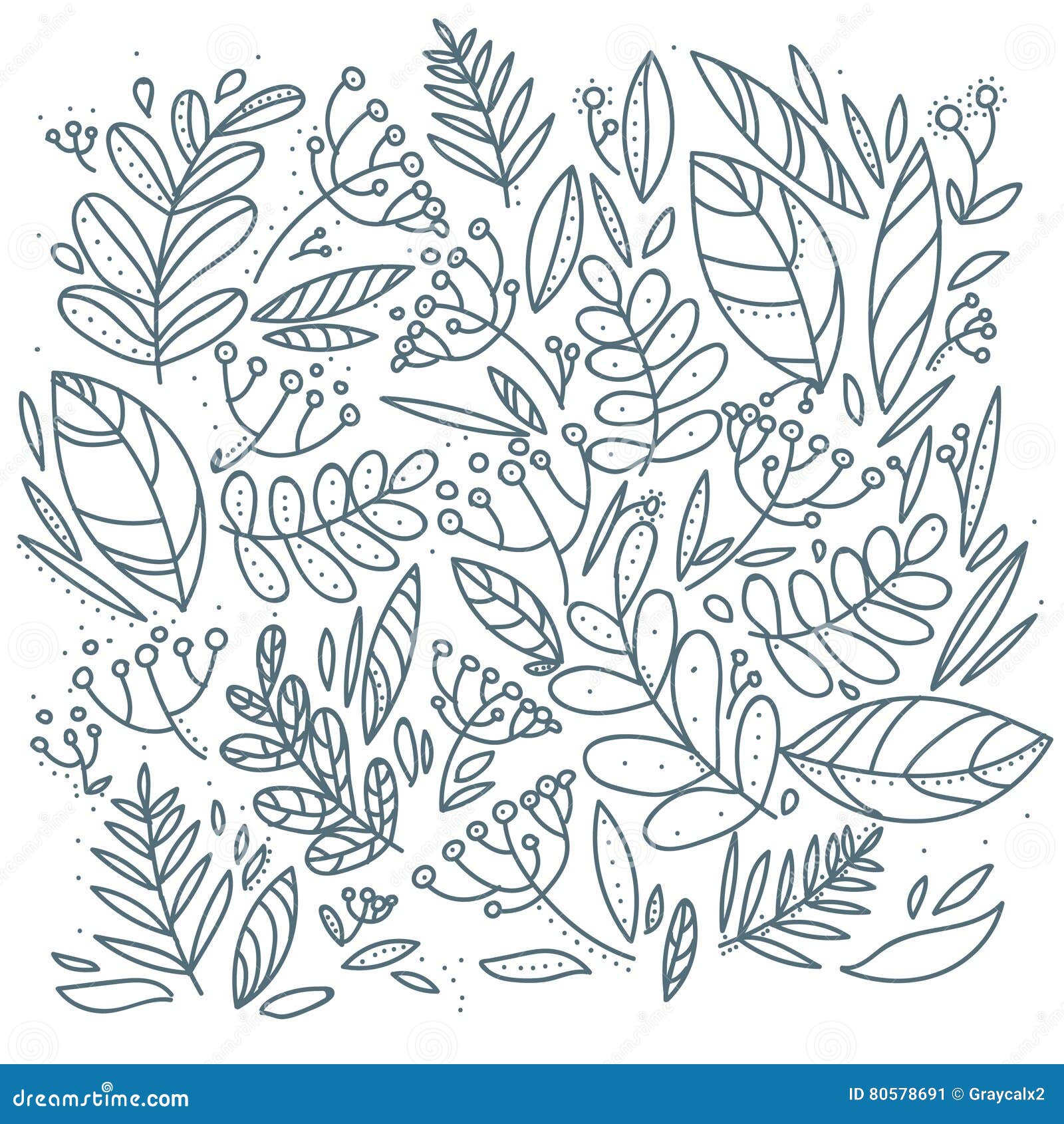 Doodle Leaves Hand Drawn Background. Vector Illustration Stock Vector ...